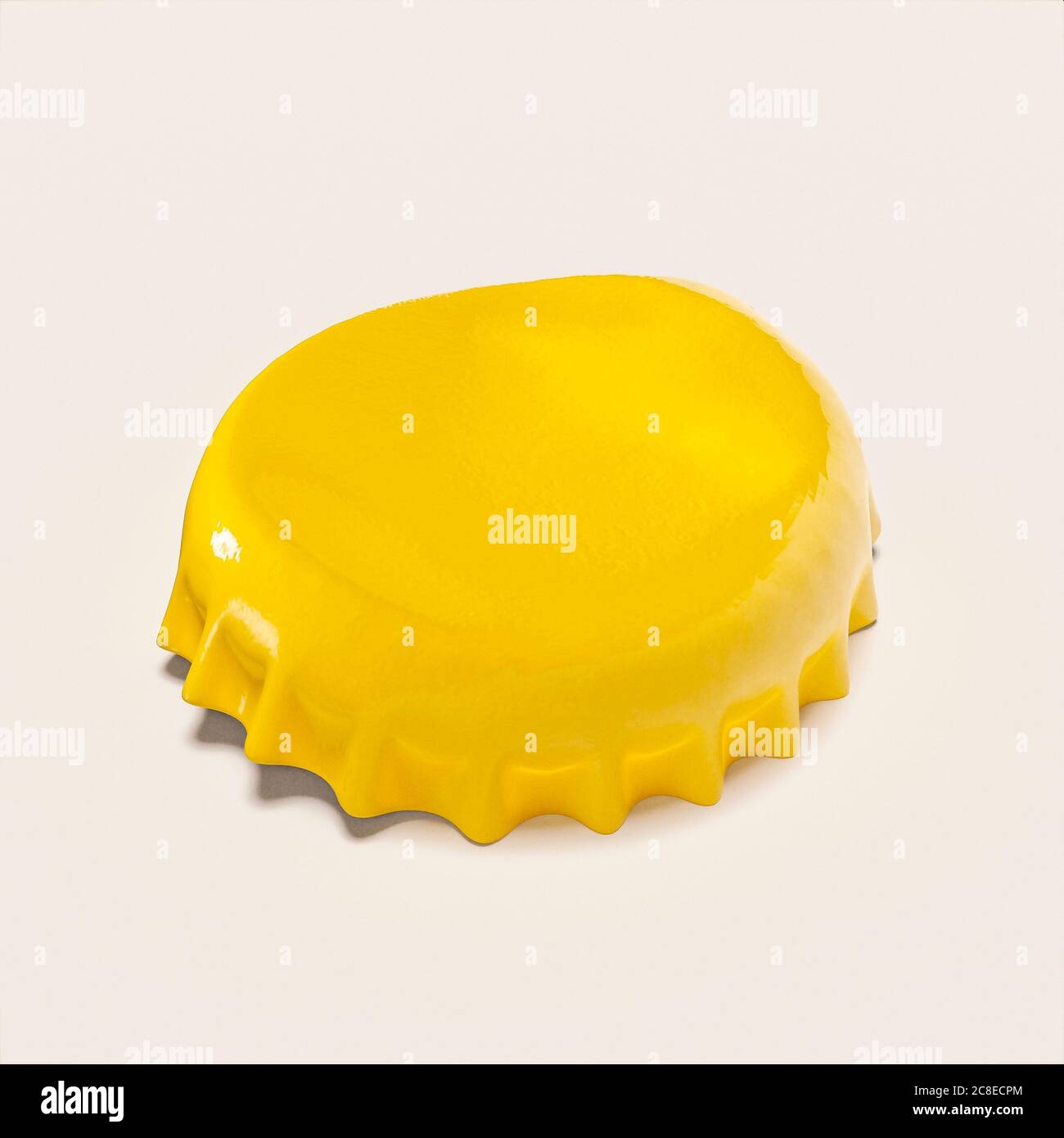 Yellow beer cap on white background. 3D illustration Stock Photo - Alamy