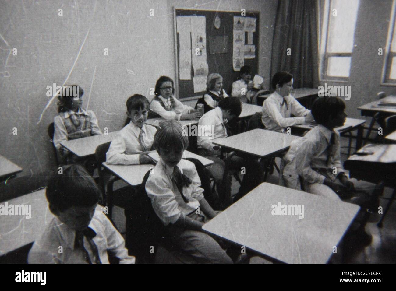 Fine 70s vintage black and white lifestyle photography of an elementary ...