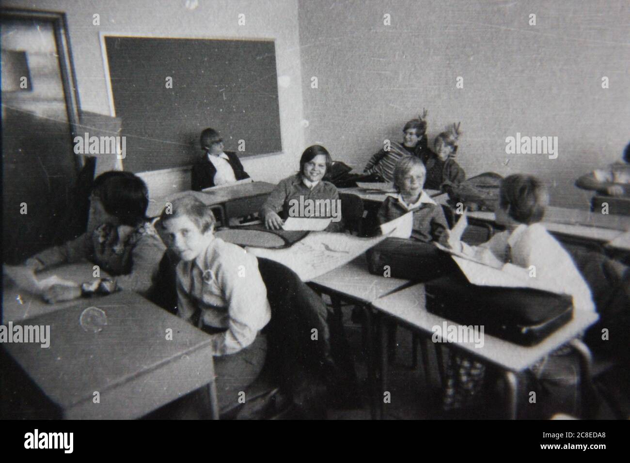 Fine 70s vintage black and white lifestyle photography of an elementary ...