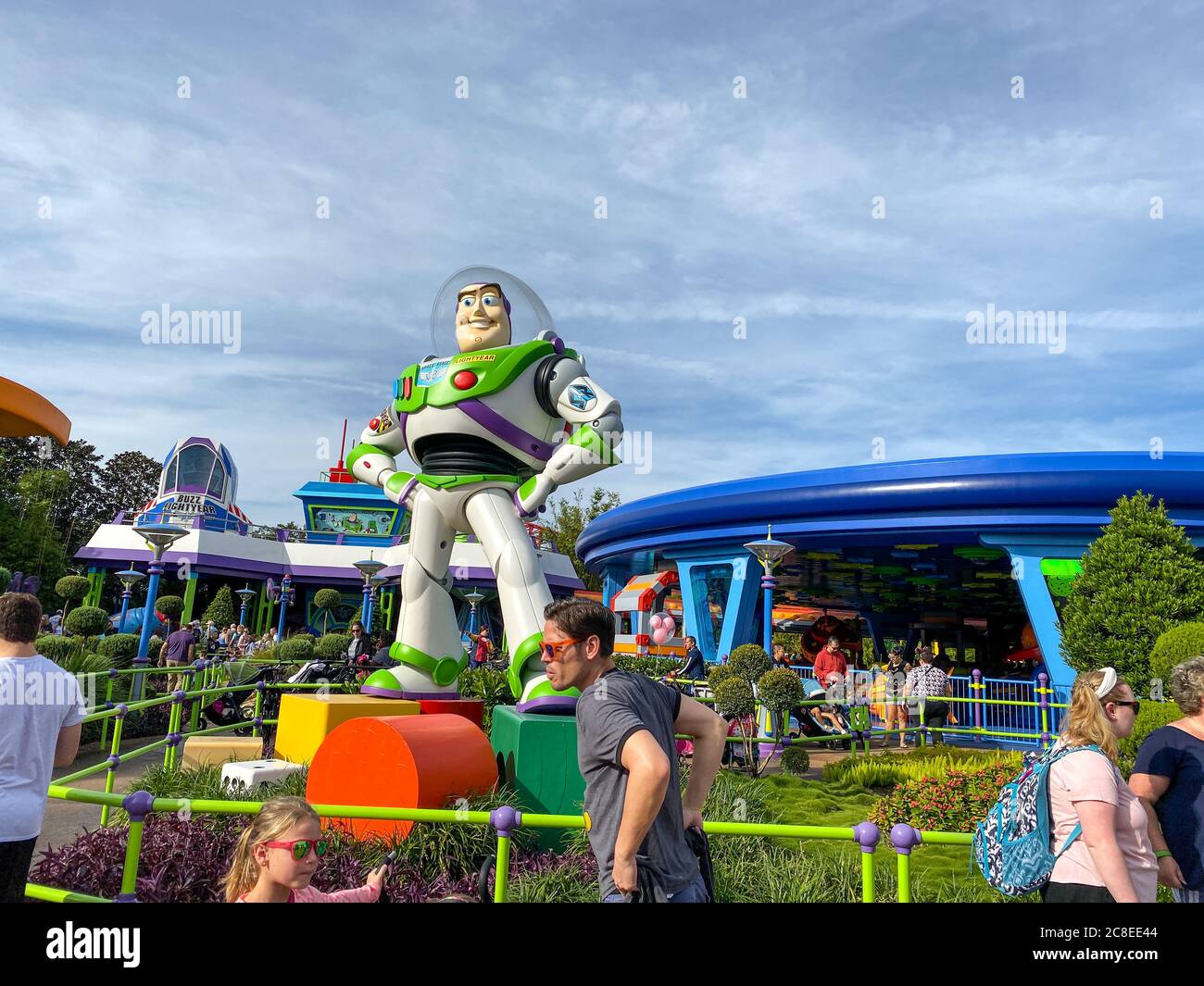 Orlando,FL/USA-11/27/19: Buzz Lightyear in front of the Alien Swirls ...