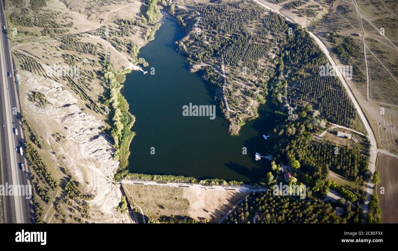 Top view calm lake dam hi-res stock photography and images - Alamy