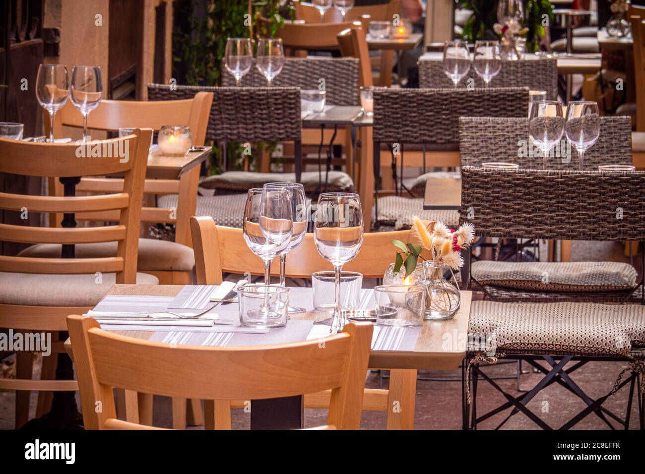 Small street restaurants in the historic district of Nice Stock Photo ...