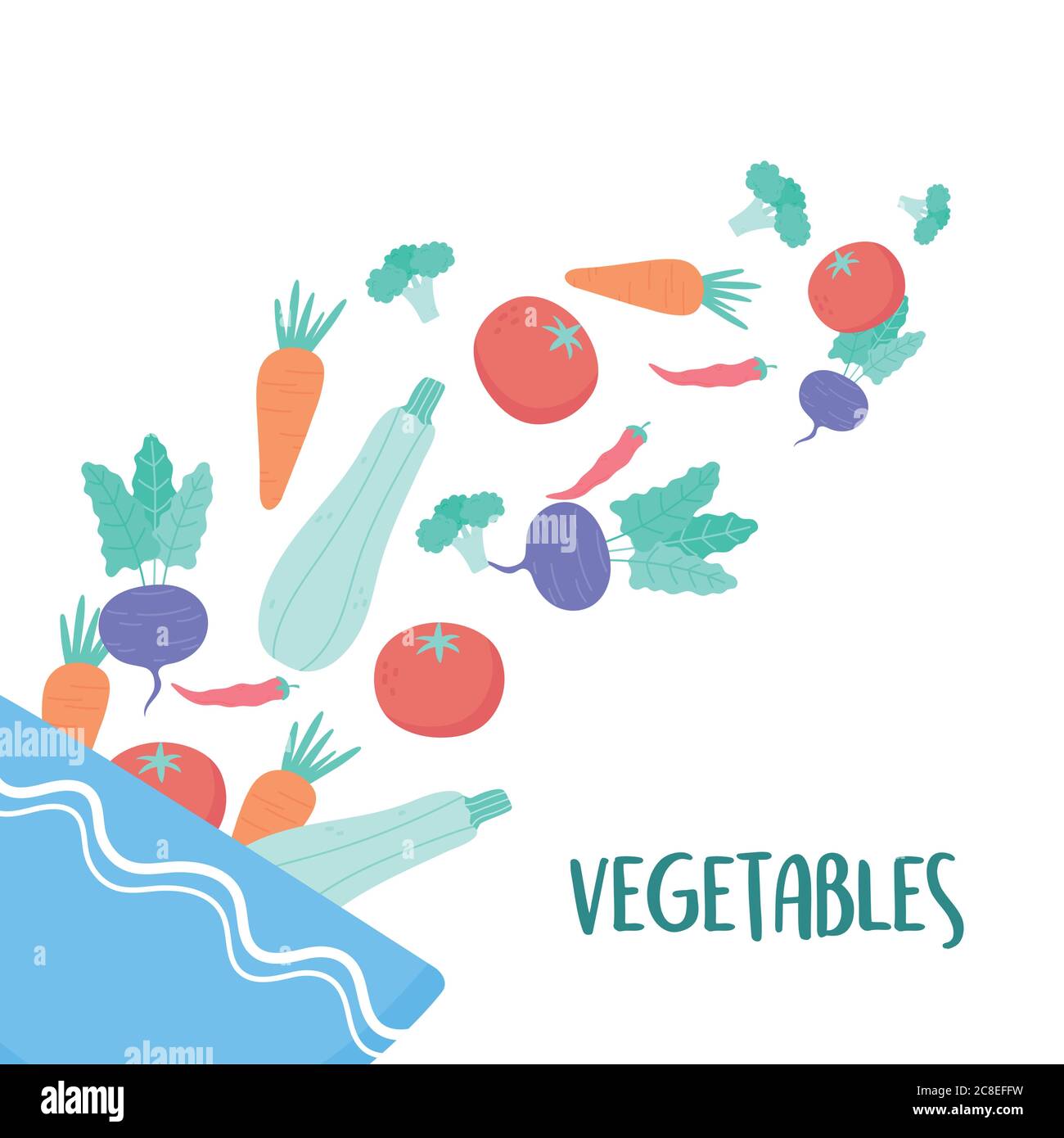 vegetables falling into a salad bowl food healthy vector illustration ...