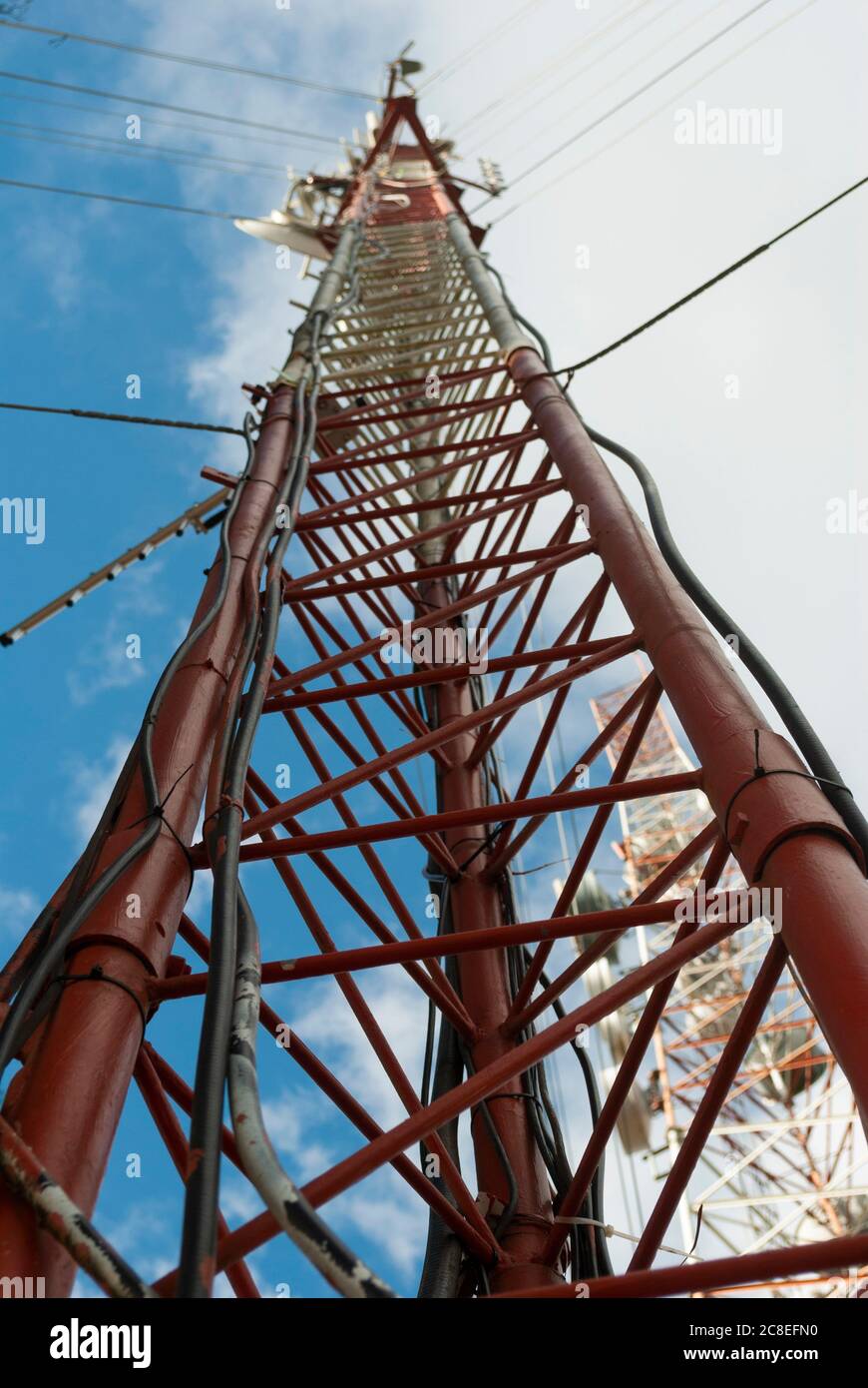 Telephone transmission tower, mountainous terrain in height, Guatemala ...