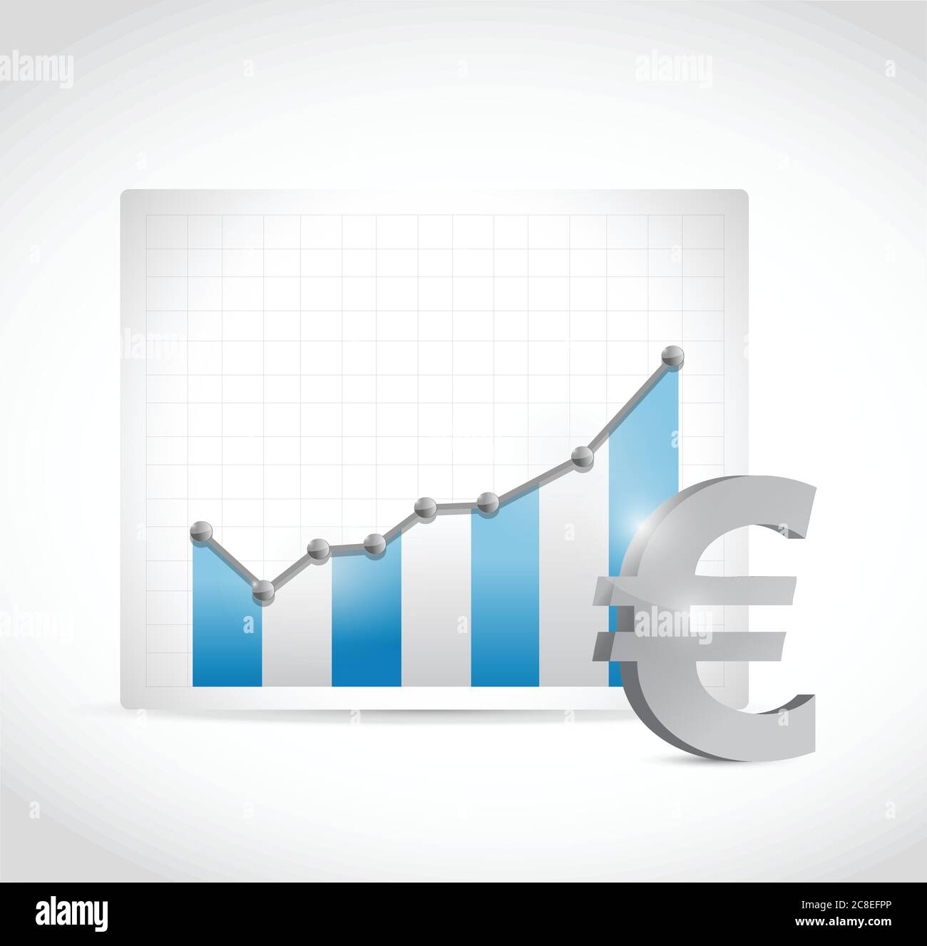 Euro business graph chart illustration design over a white background ...