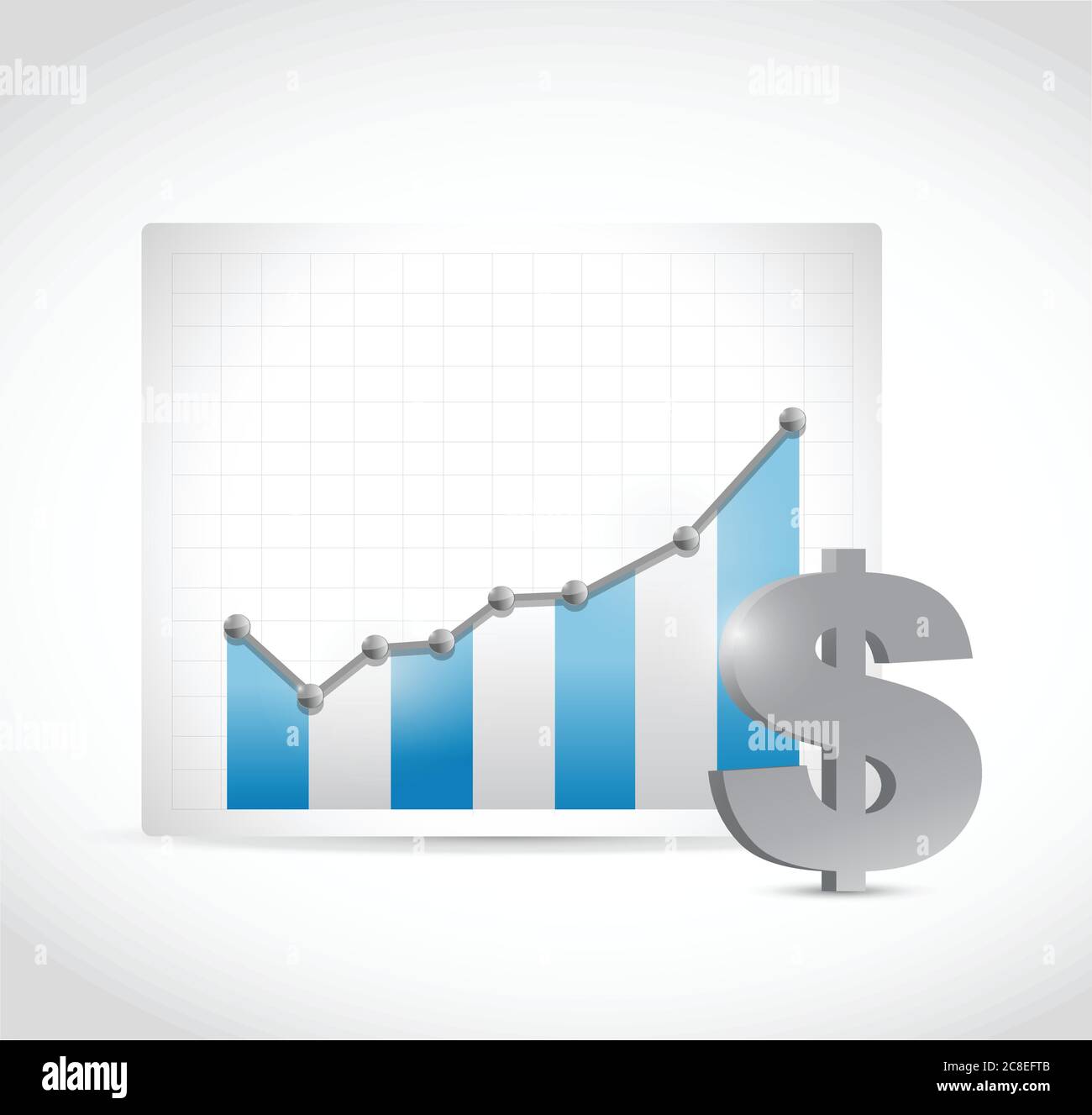 Dollar business graph chart illustration design over a white background ...