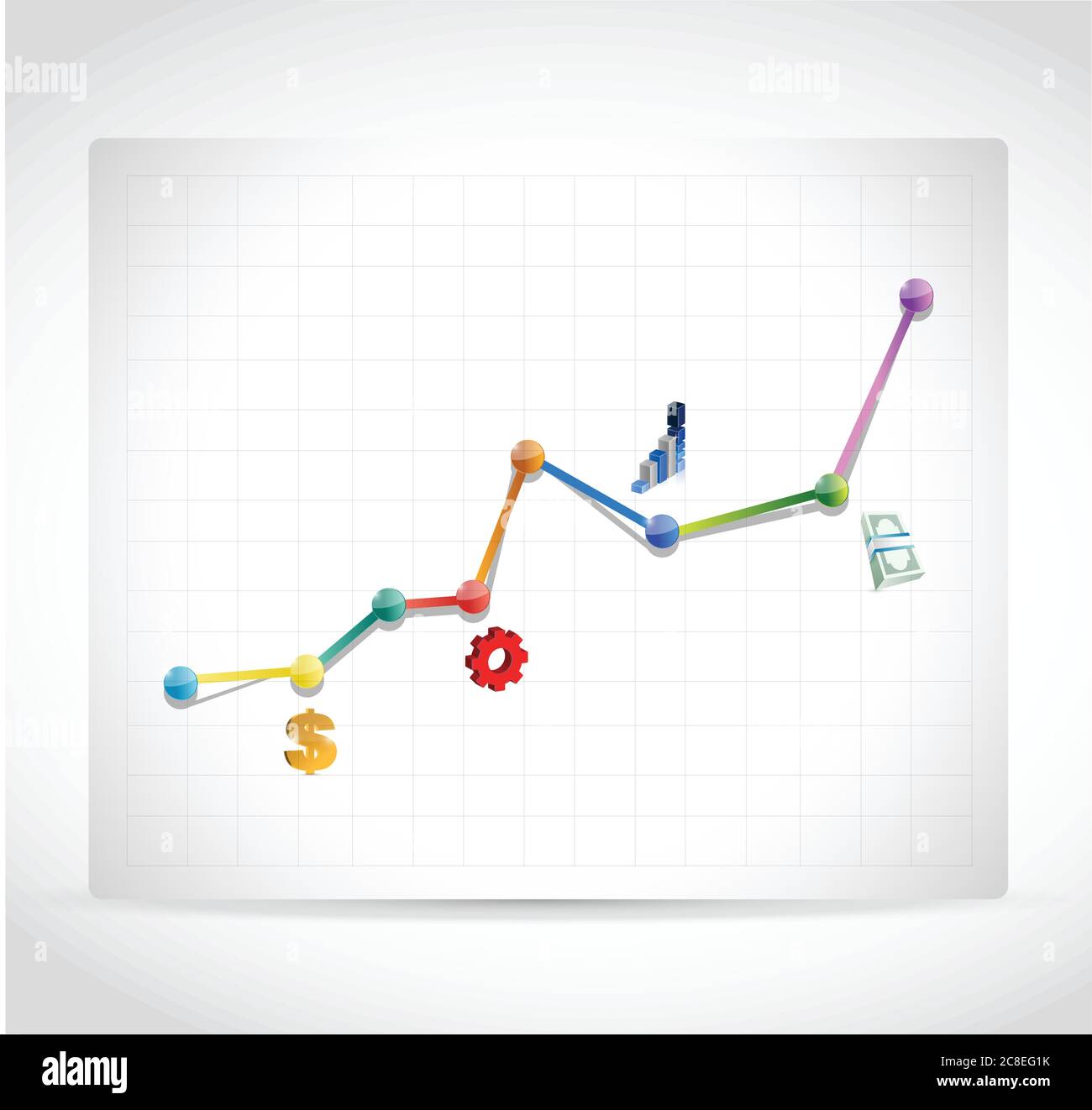 Color business icons graph illustration design over a white background ...