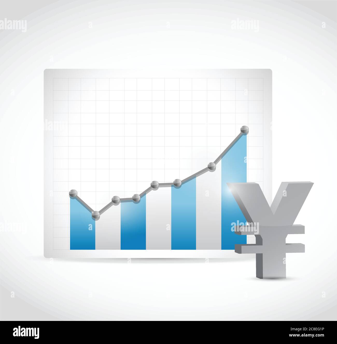 Yen business graph chart illustration design over a white background ...