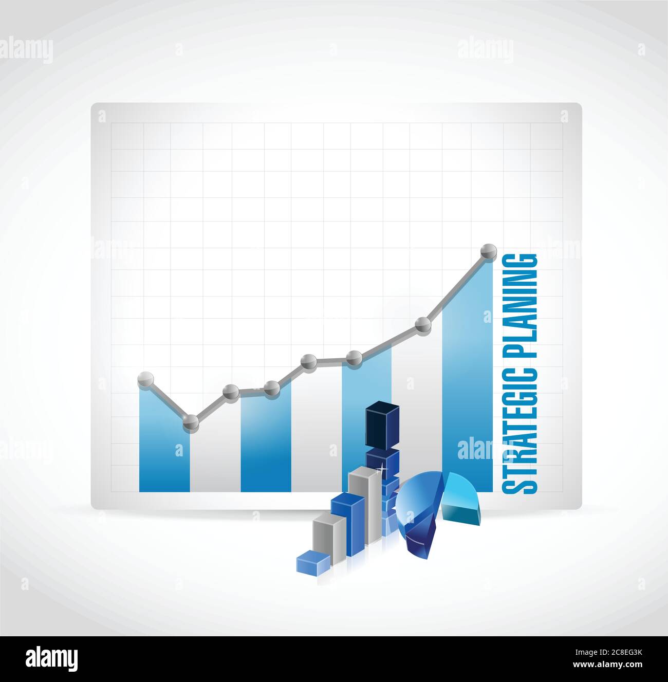 Strategic planing business graph illustration design over a white ...