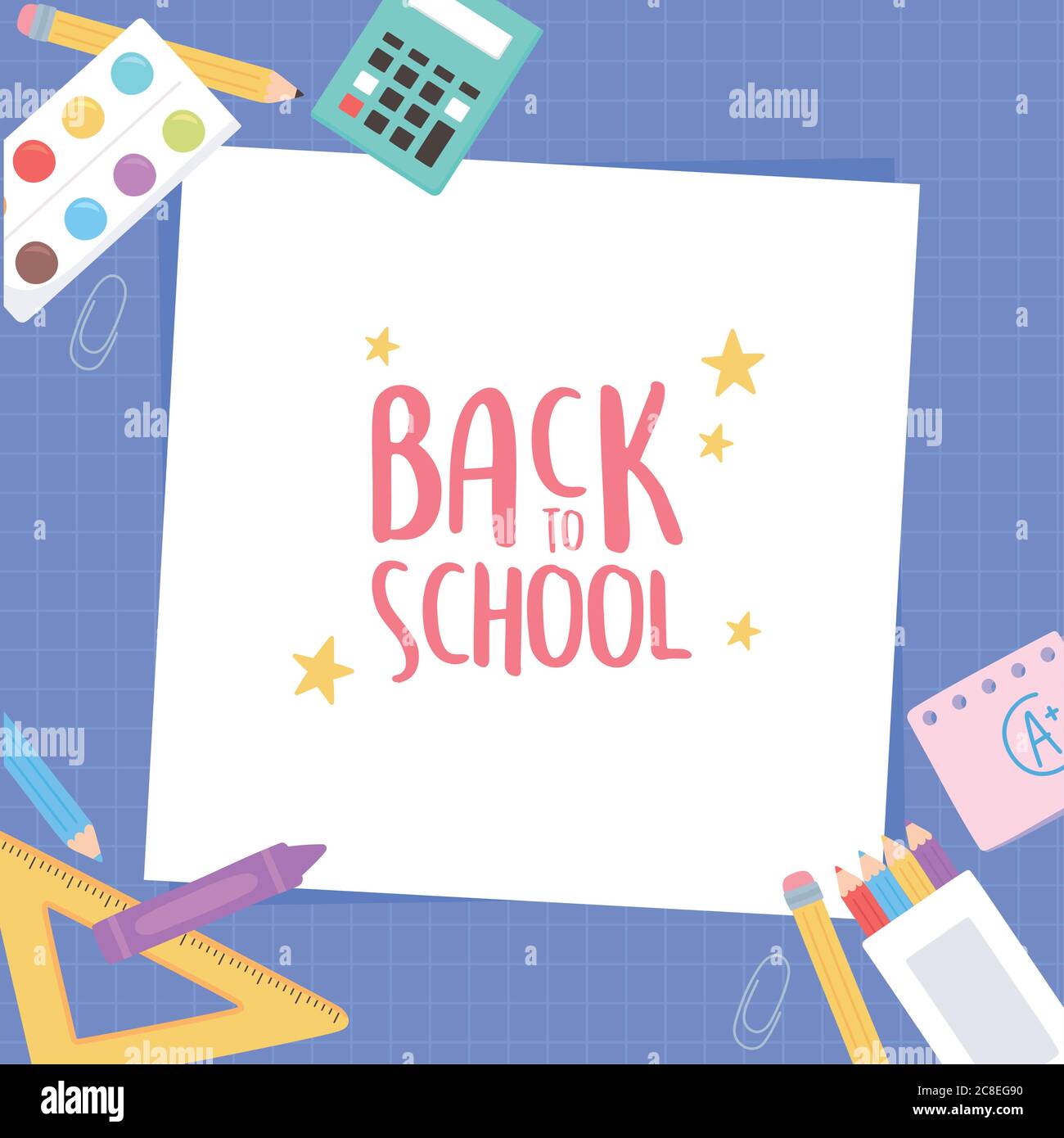 back to school, palette color calculator crayon pencil notebook purple ...