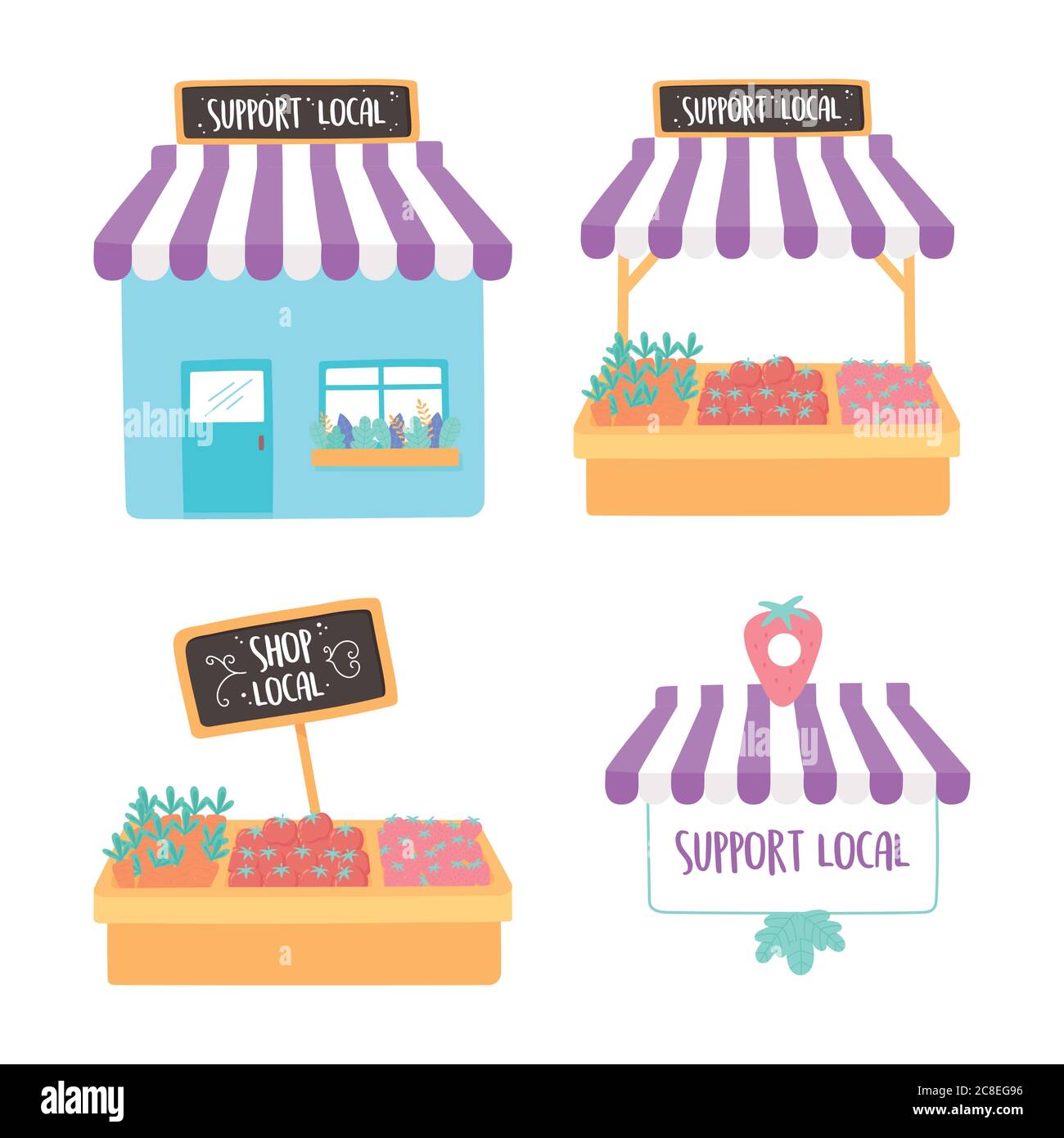 support local business, shop small market, building farm products store ...