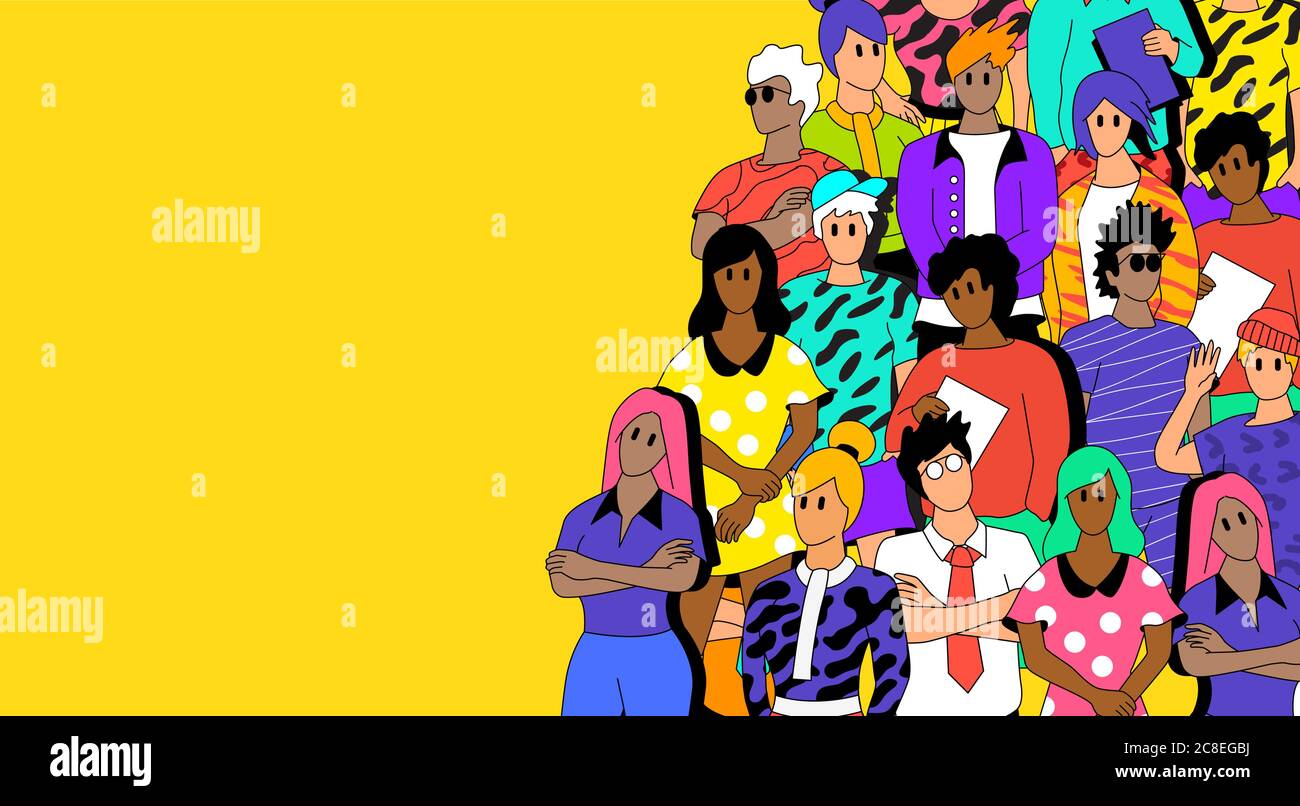 A crowd of vibrant multicultural people. Creative community characters ... A crowd of vibrant multicultural people. Creative community characters ...