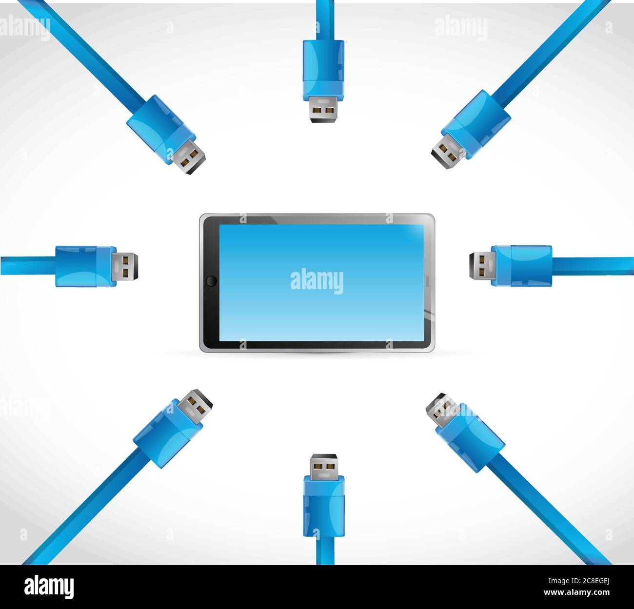 Cable usb tablet illustration design over a white background Stock ...