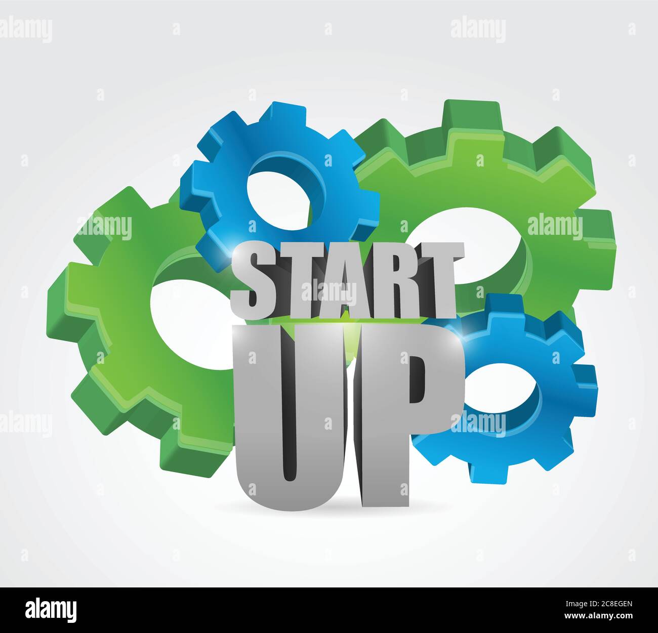 Start up under construction gears illustration design over a white ...