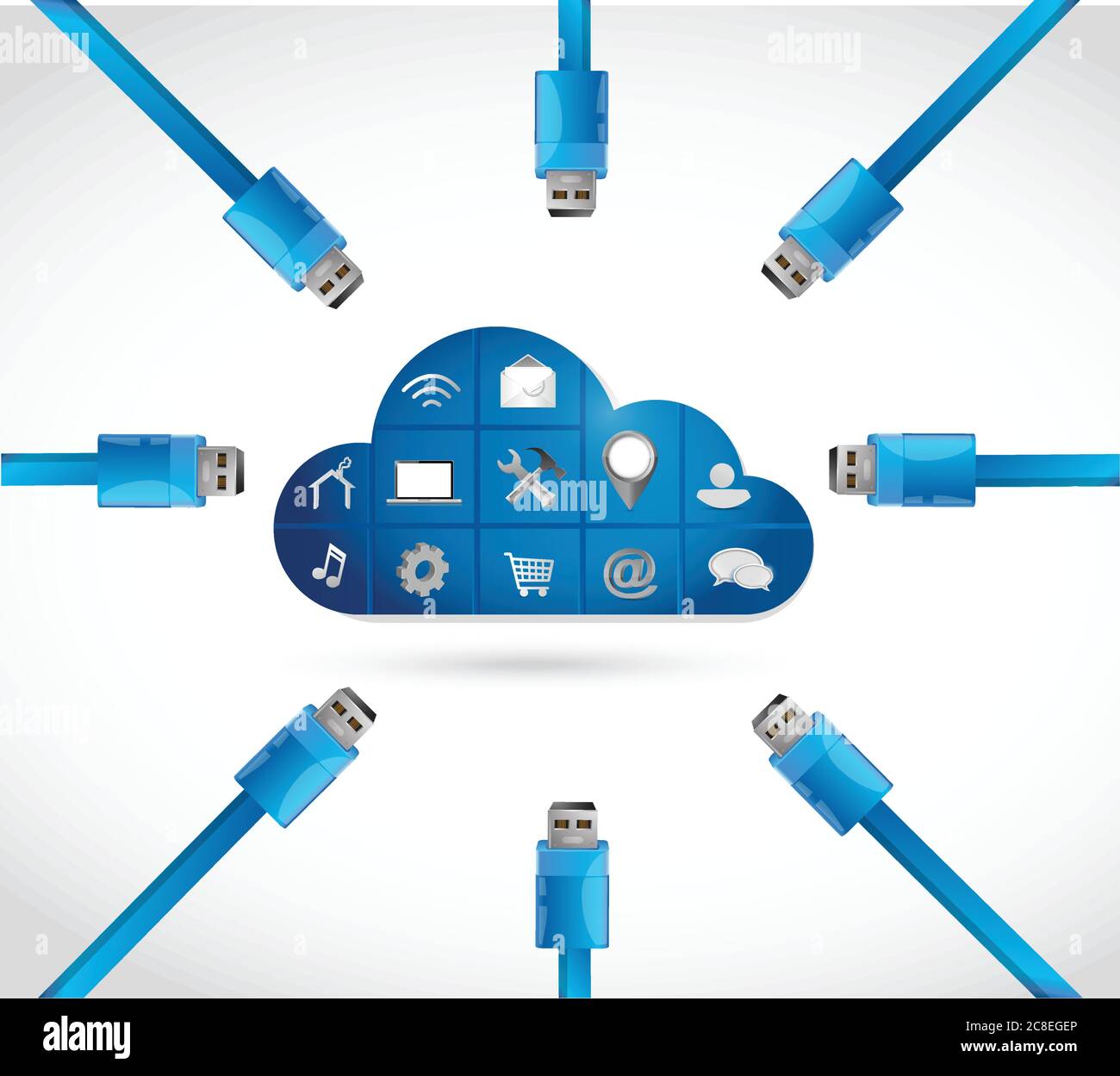 Cloud computing storage connection network. illustration design over a ...