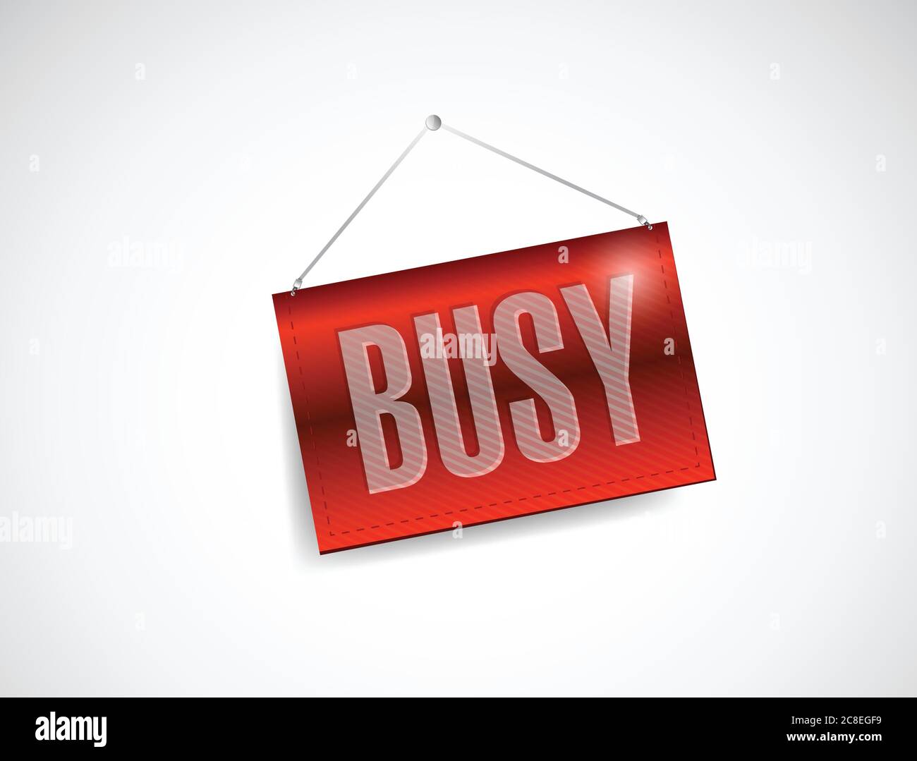 Busy hanging banner sign illustration design over a white background ...