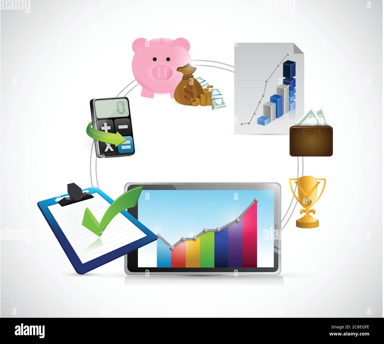 Business tablet concept illustration design over a white background ...