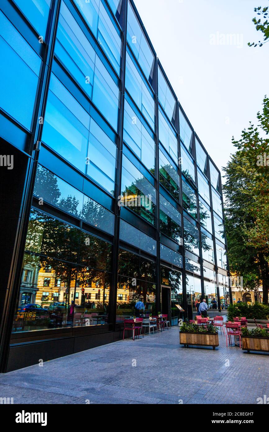 Glass facade of the Angel Building, 407 St John Street EC1V, Islington ...