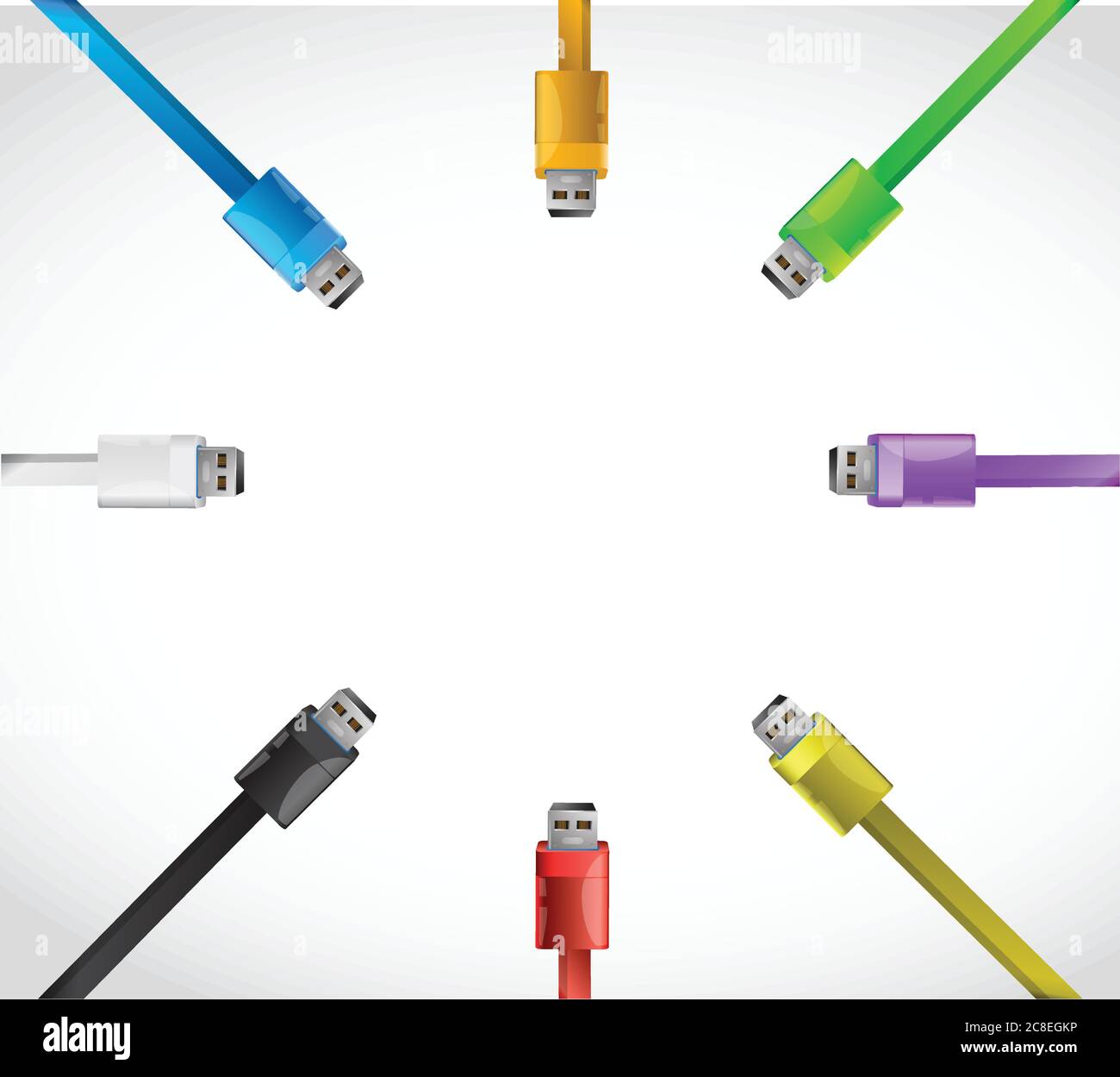 Color usb cables illustration design over a white background Stock ...