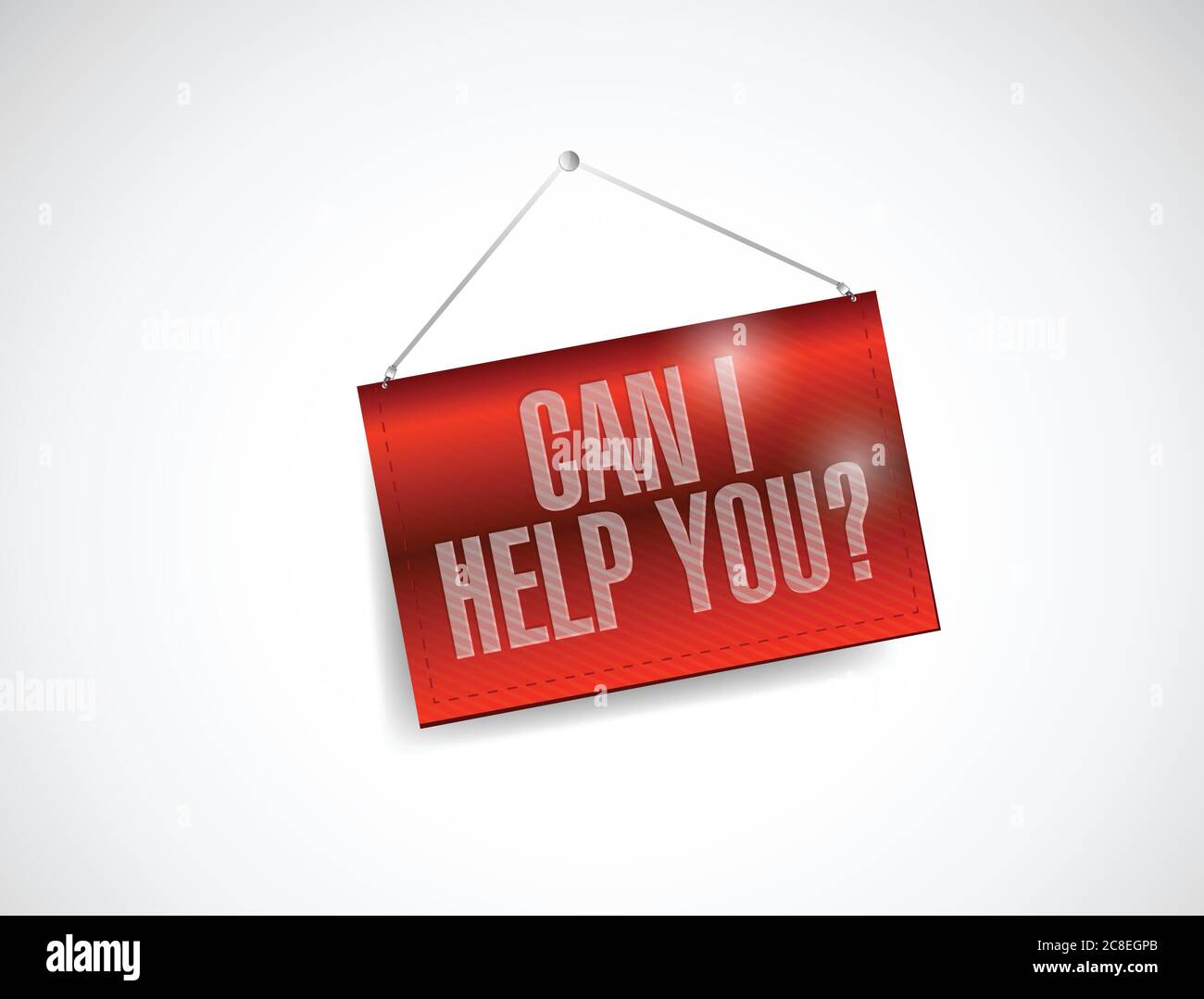 Can I help you hanging banner illustration design over a white ...