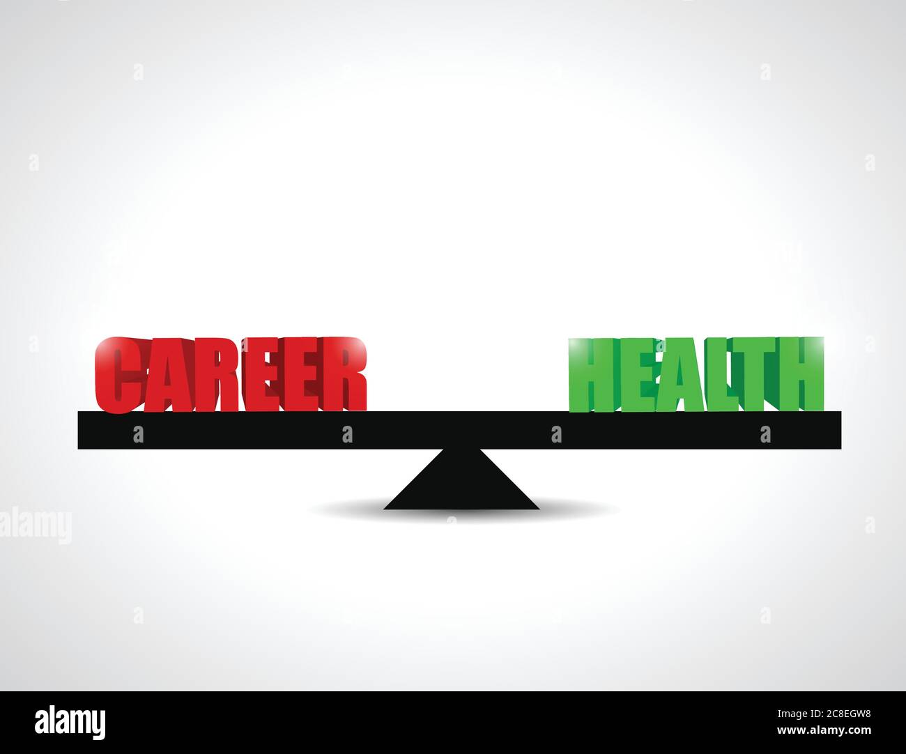 Career versus health balance illustration design over a white ...