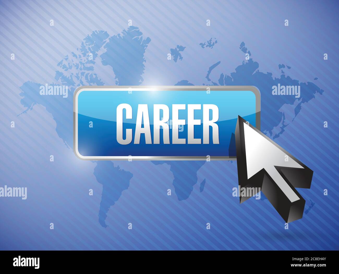 Career button and world map illustration design blue background Stock ...