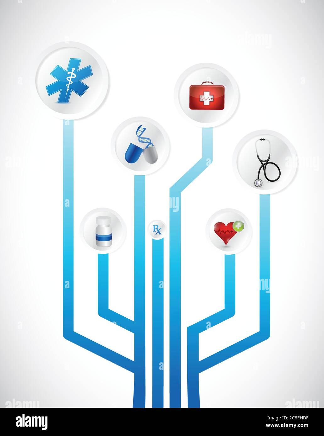 Medical concept circuit diagram illustration design over white Stock ...