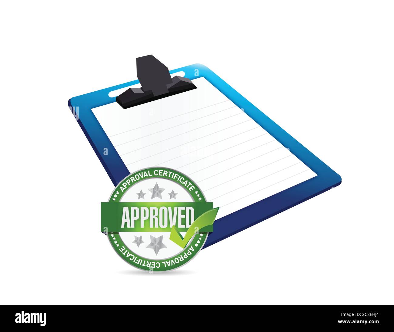 Clipboard and approve seal illustration design over a white background ...