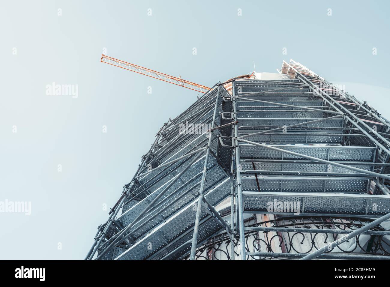 View from the bottom of a building during a reconstruction process with ...