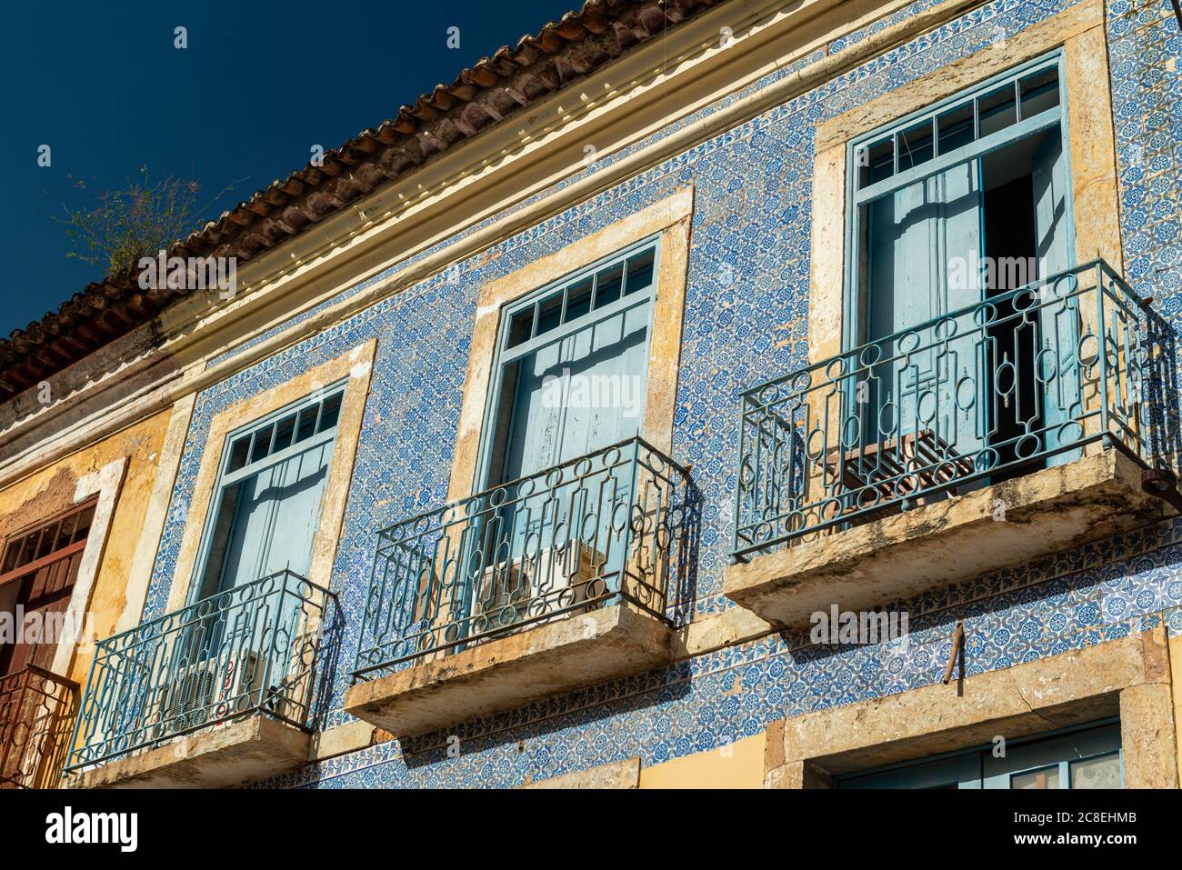 Sao Luiz, Maranhao. Old facade of the buildings in the historic center ...