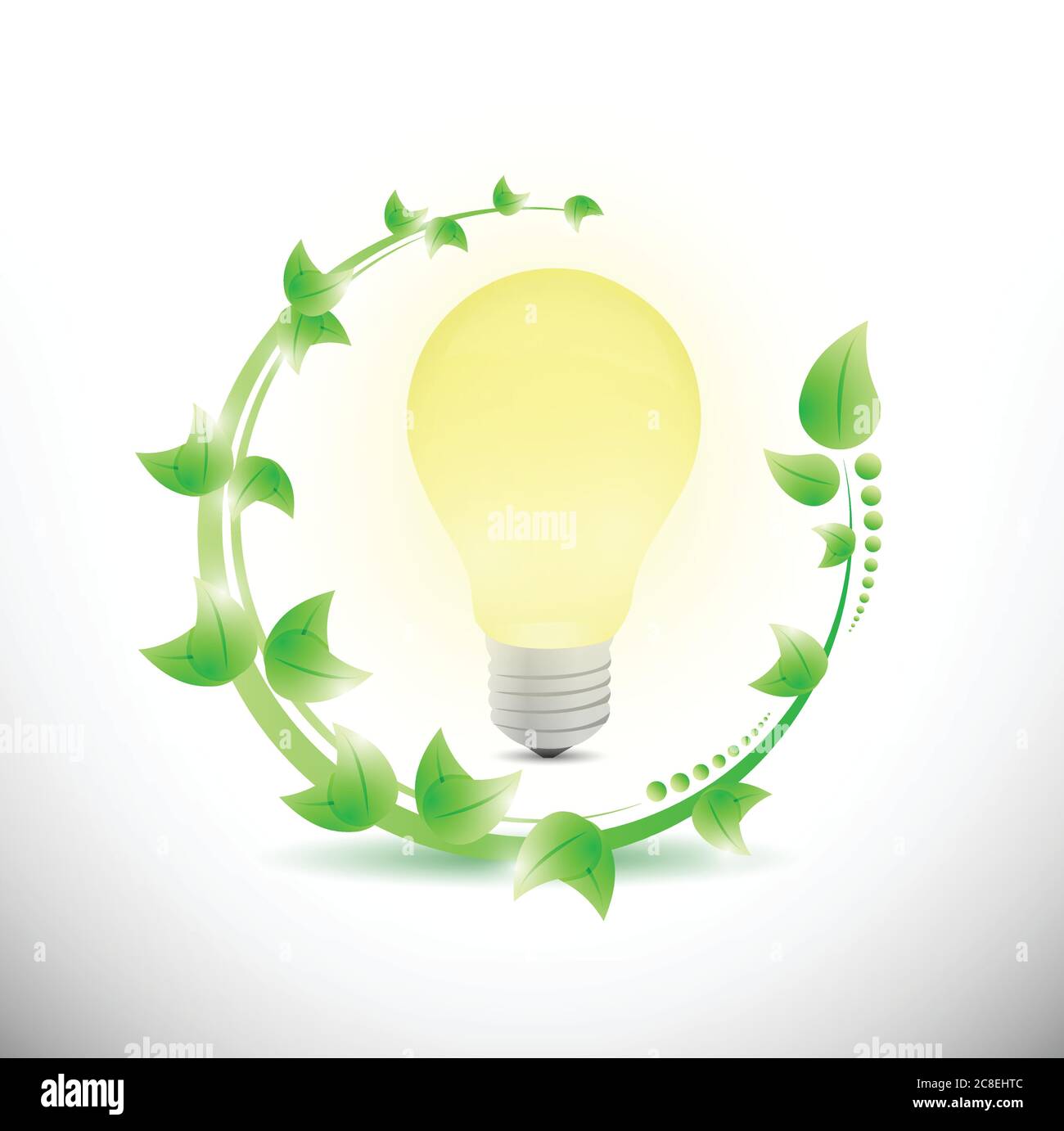 Leaves and light bulb illustration design over a white background Stock ...
