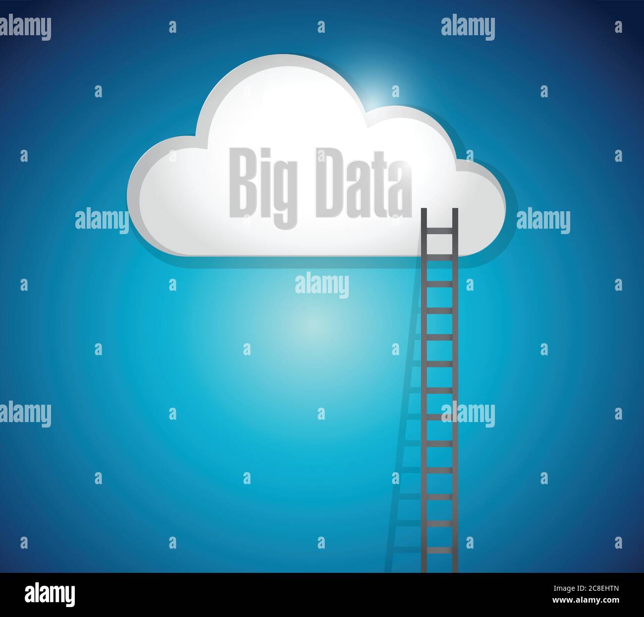 Big data ladder and cloud. illustration design over a white background ...