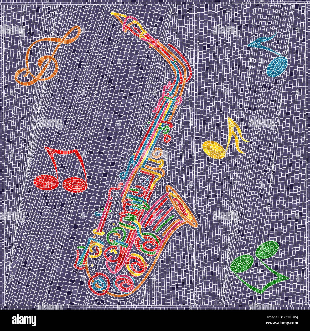 Mosaic tile saxophone in colors, vector illustration Stock Vector Image ...