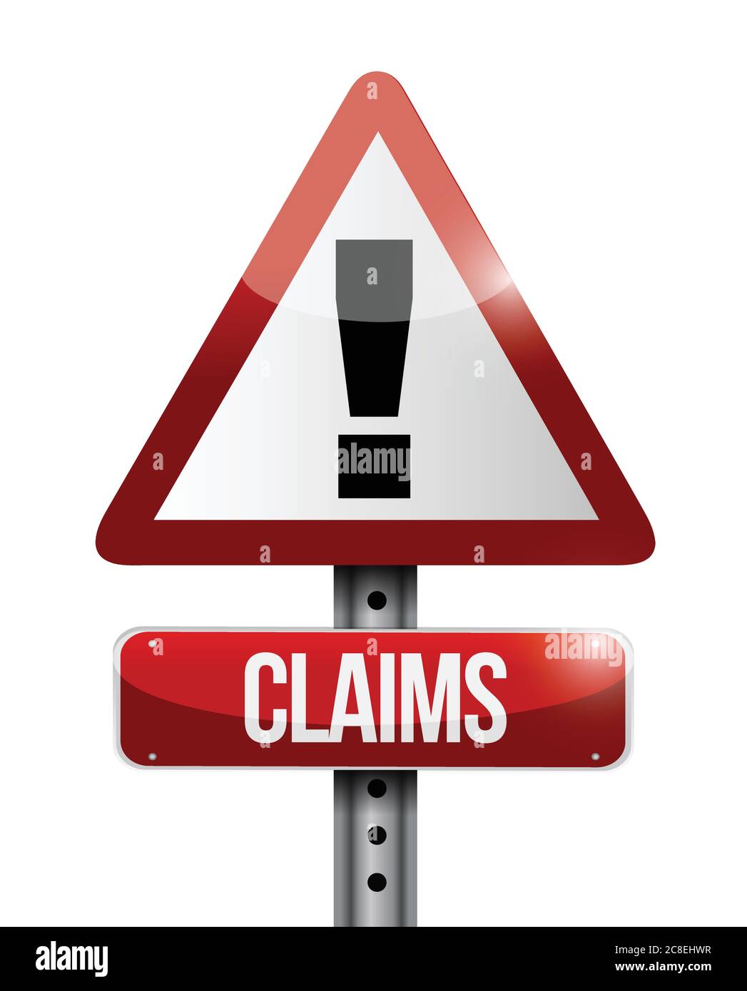 Claims warning sign illustration design over a white background Stock ...