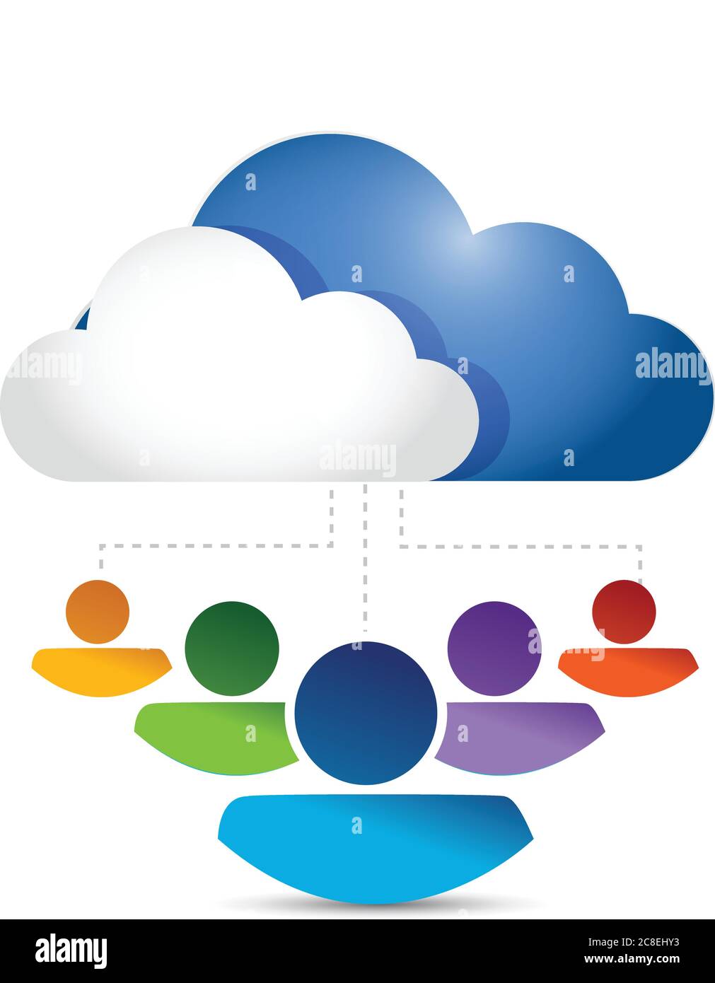 Cloud computing icon teamwork illustration design over white Stock ...
