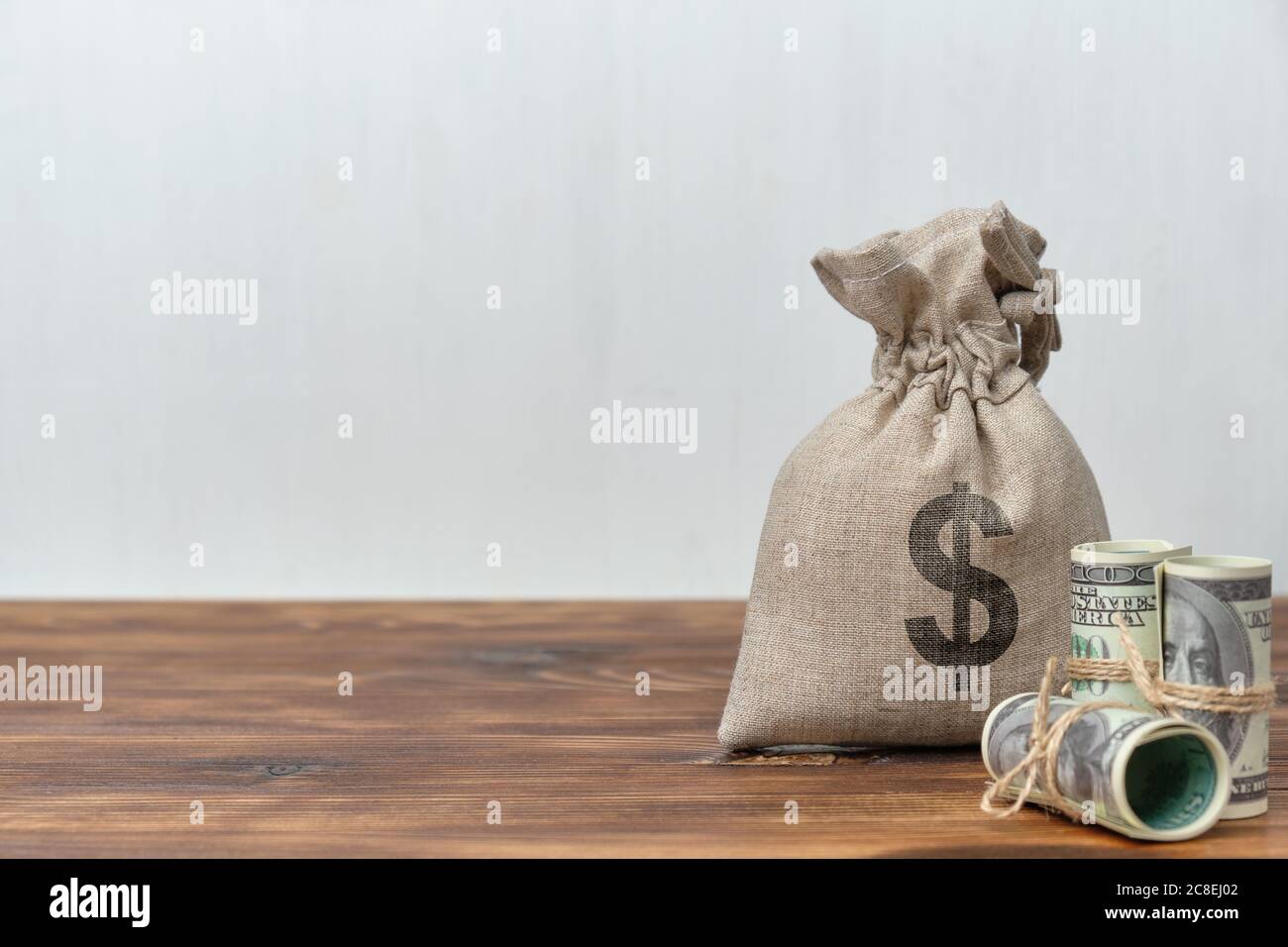 Money bag on white background with copy space Stock Photo - Alamy