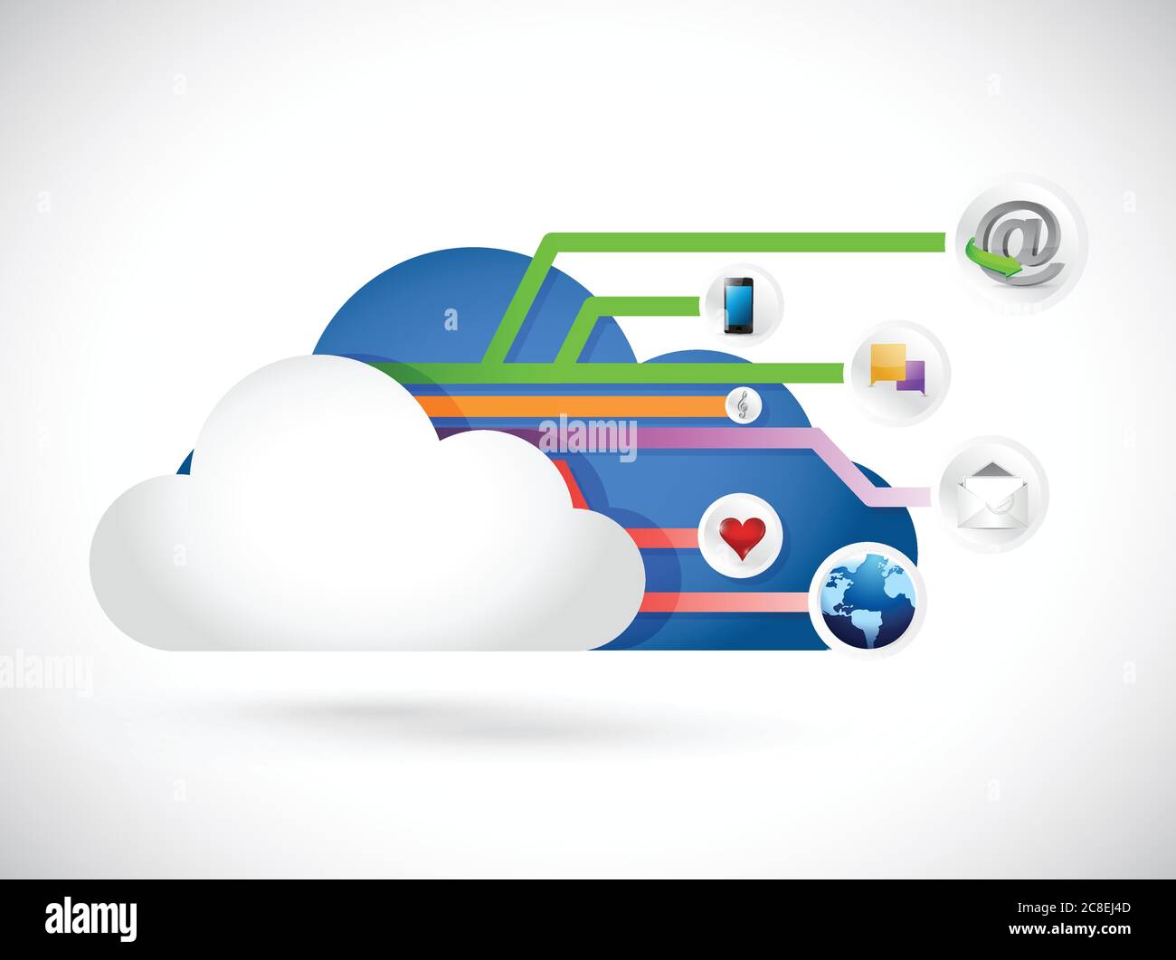 Cloud computing social media circuit diagram illustration design over ...