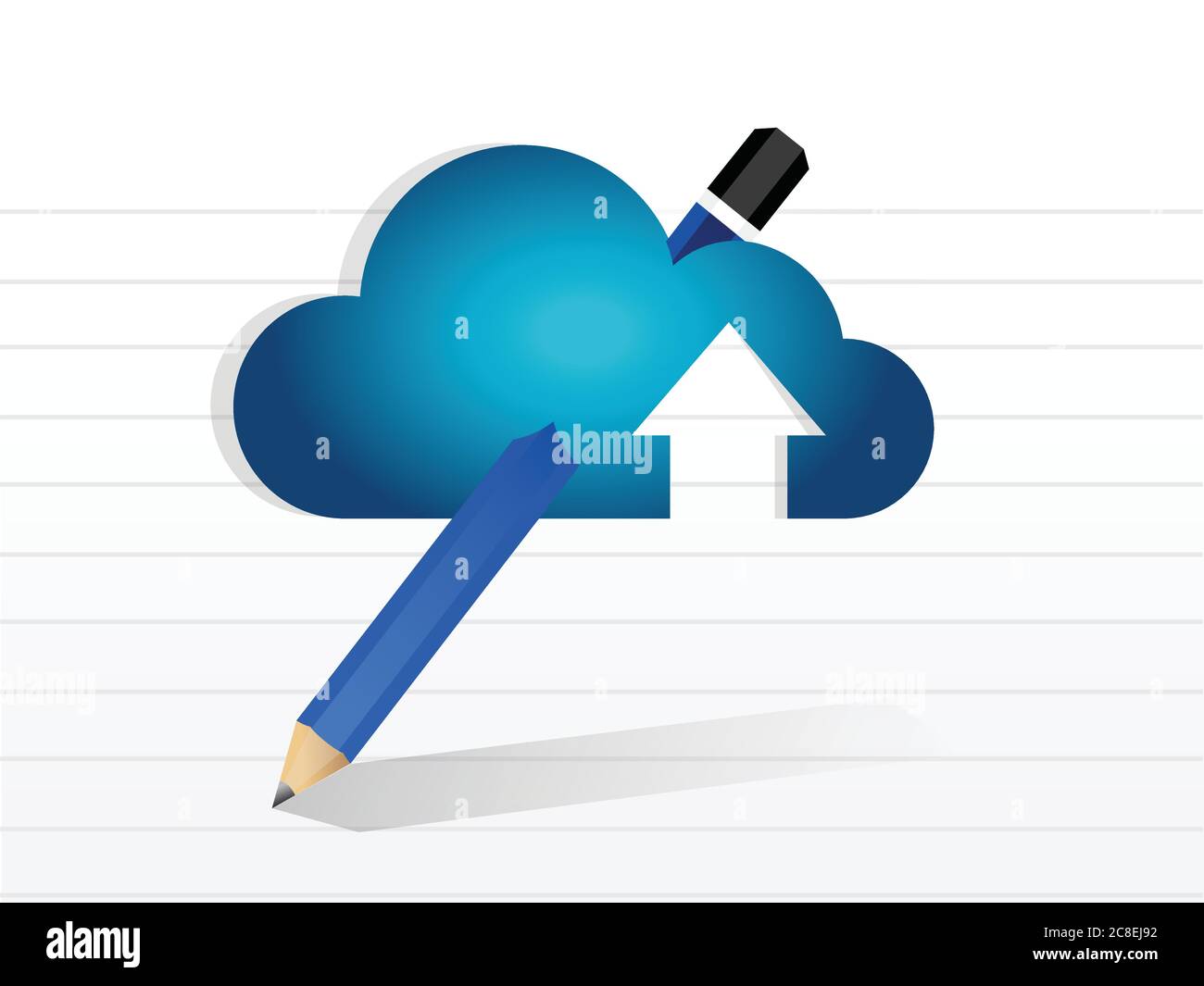 Cloud pencil illustration design over a white background Stock Vector ...