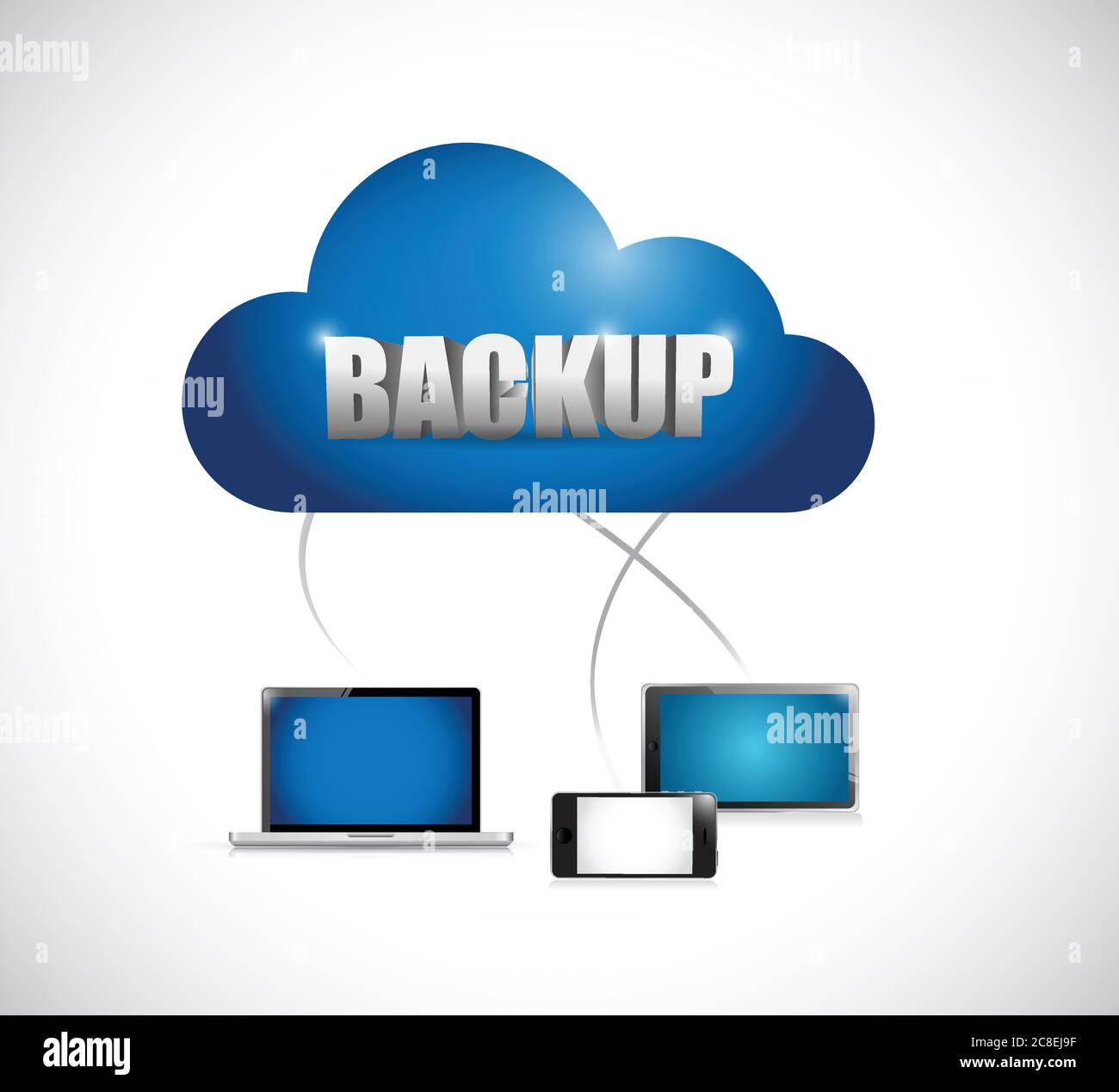 Backup cloud network electronics. illustration design over a white ...