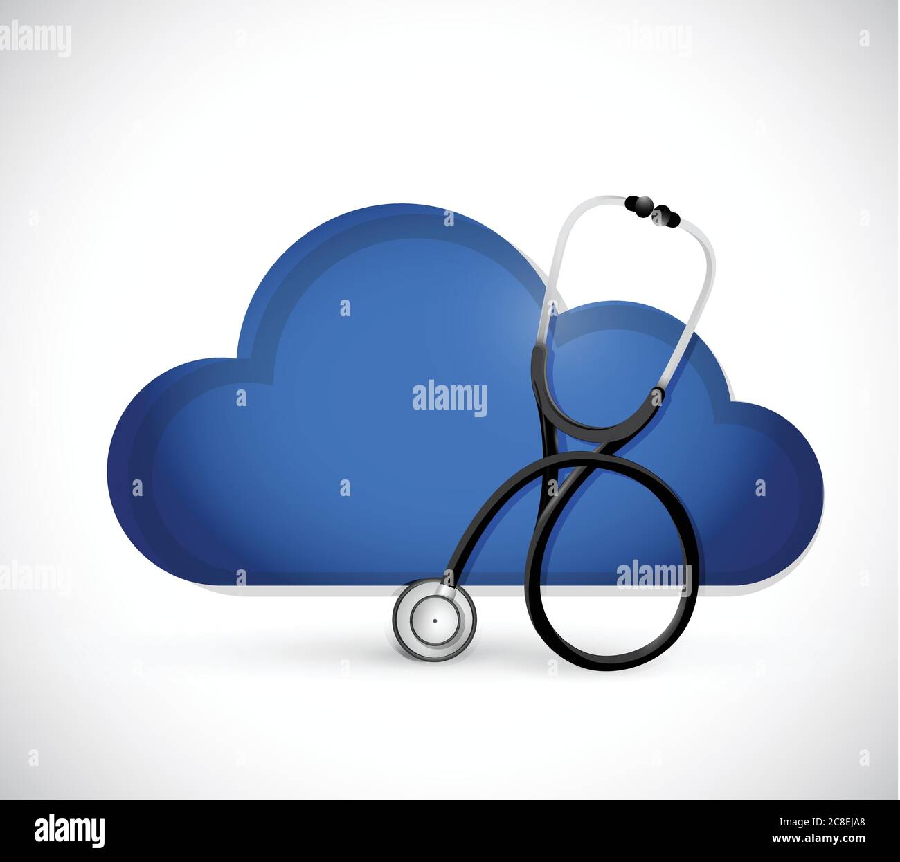 Cloud computing and stethoscope illustration design over a white ...