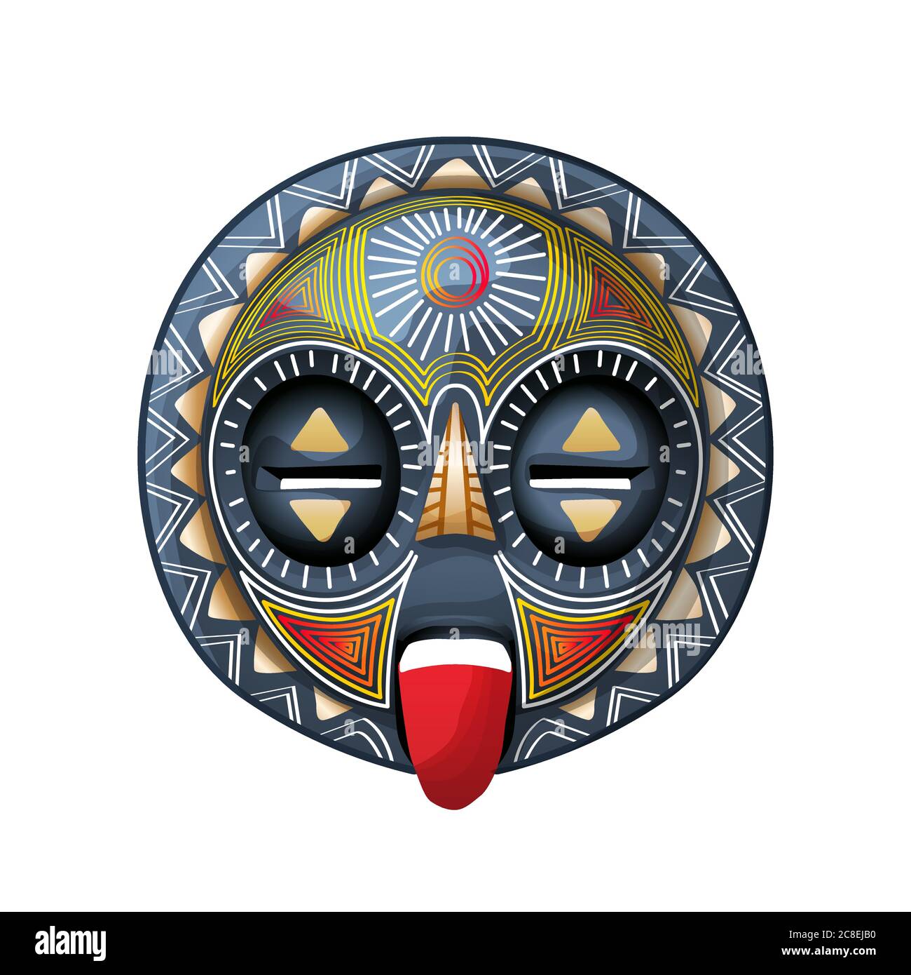 Vector illustration of a tribal mask over white background Stock Vector ...