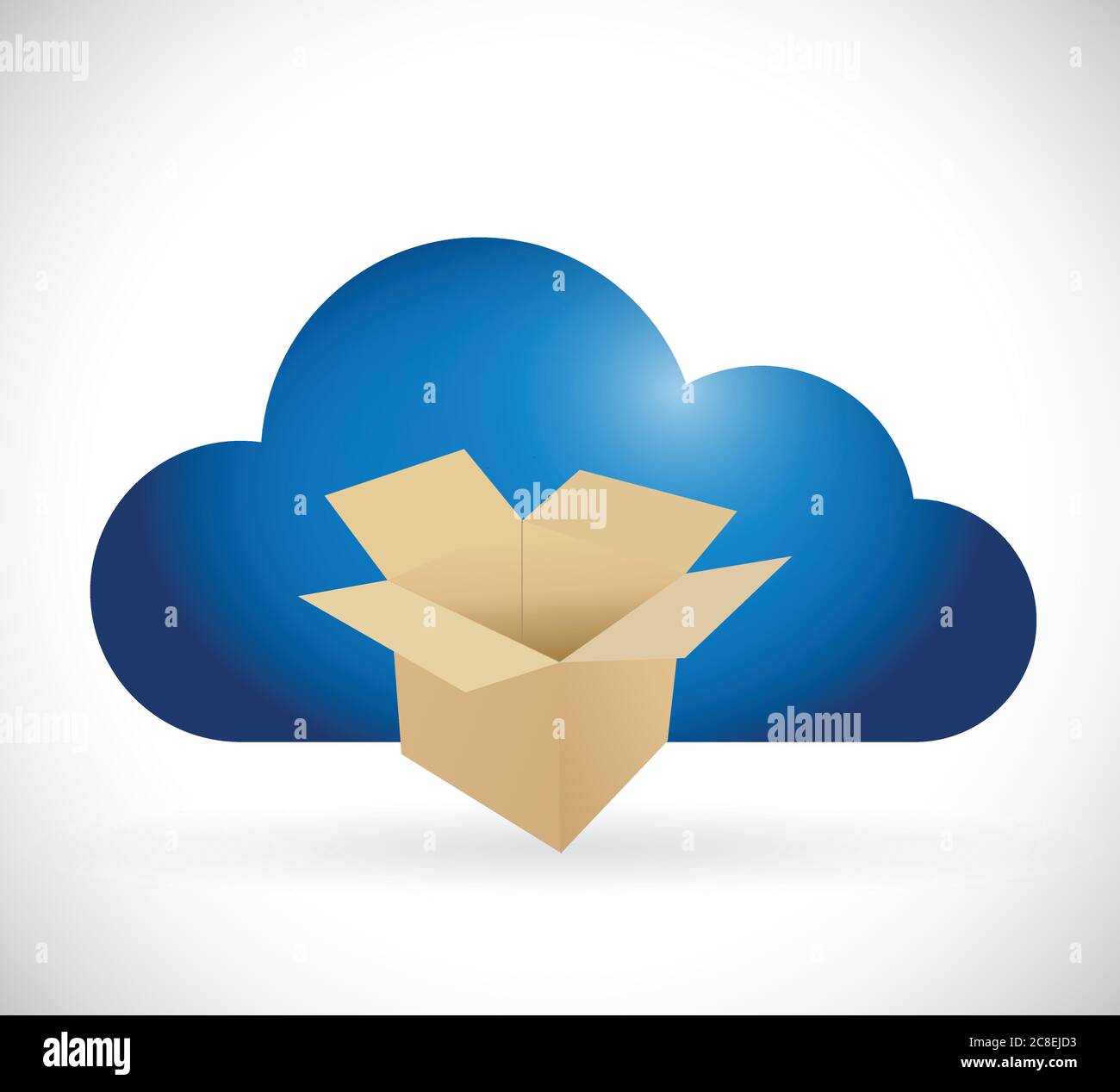 Box and cloud storage concept illustration design over a white ...