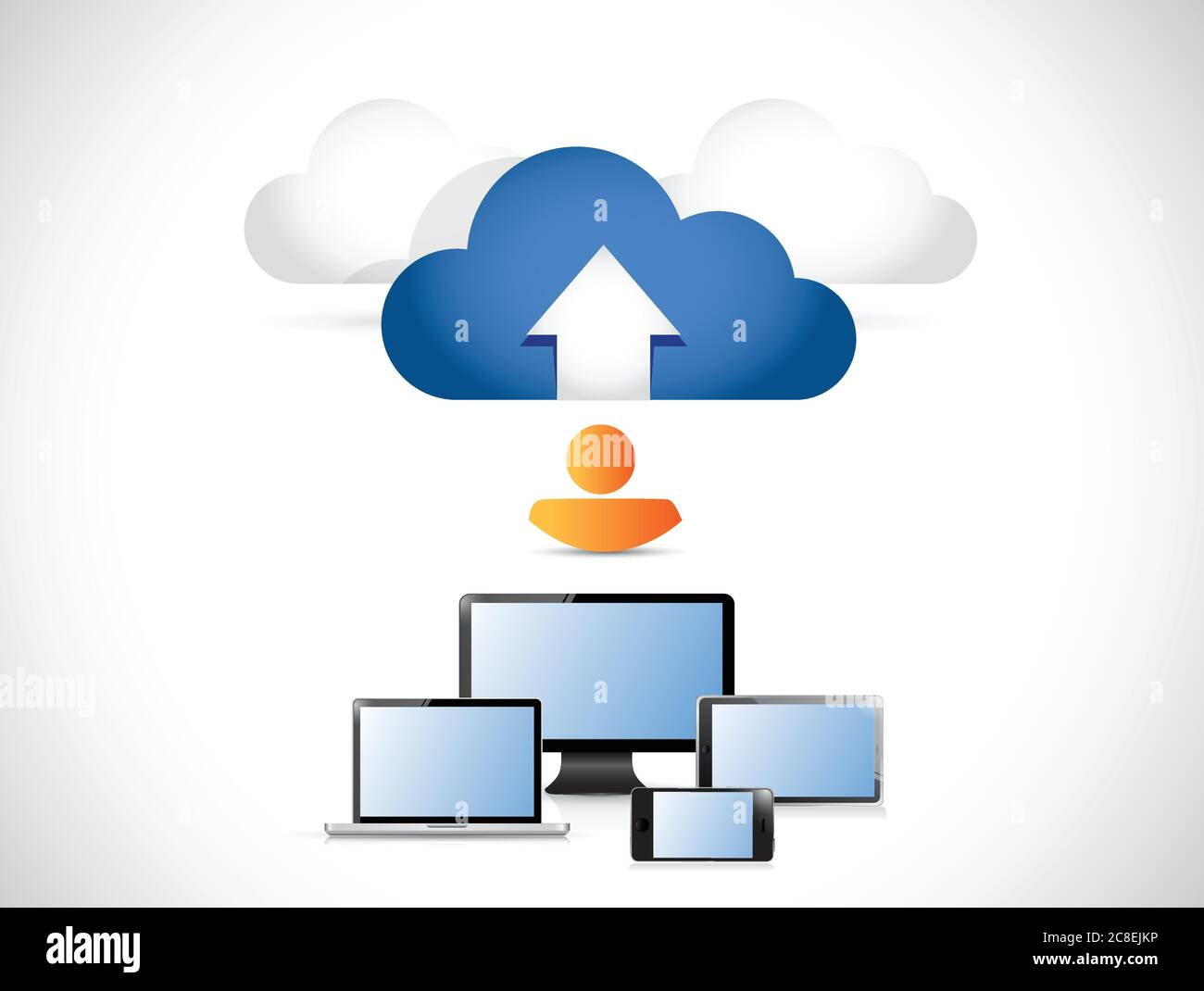 Electronics connected to a cloud. illustration design over a white ...