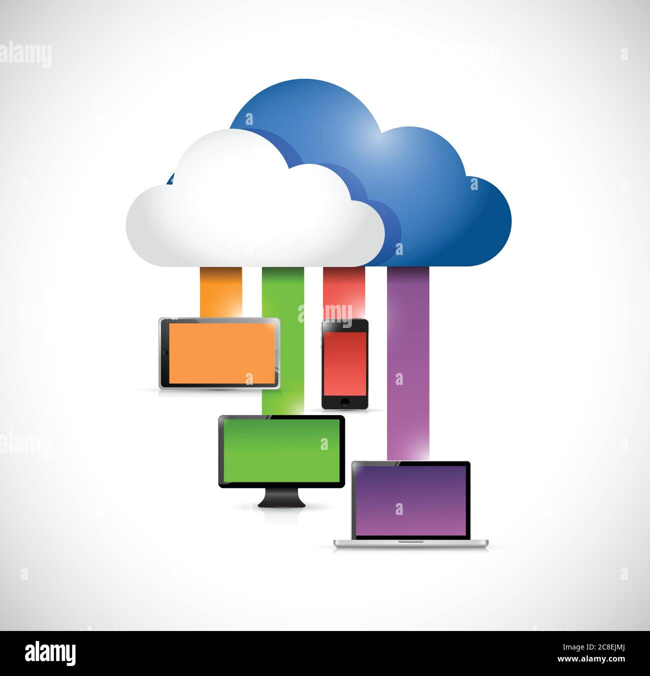 Cloud computing network connection illustration design over a white ...