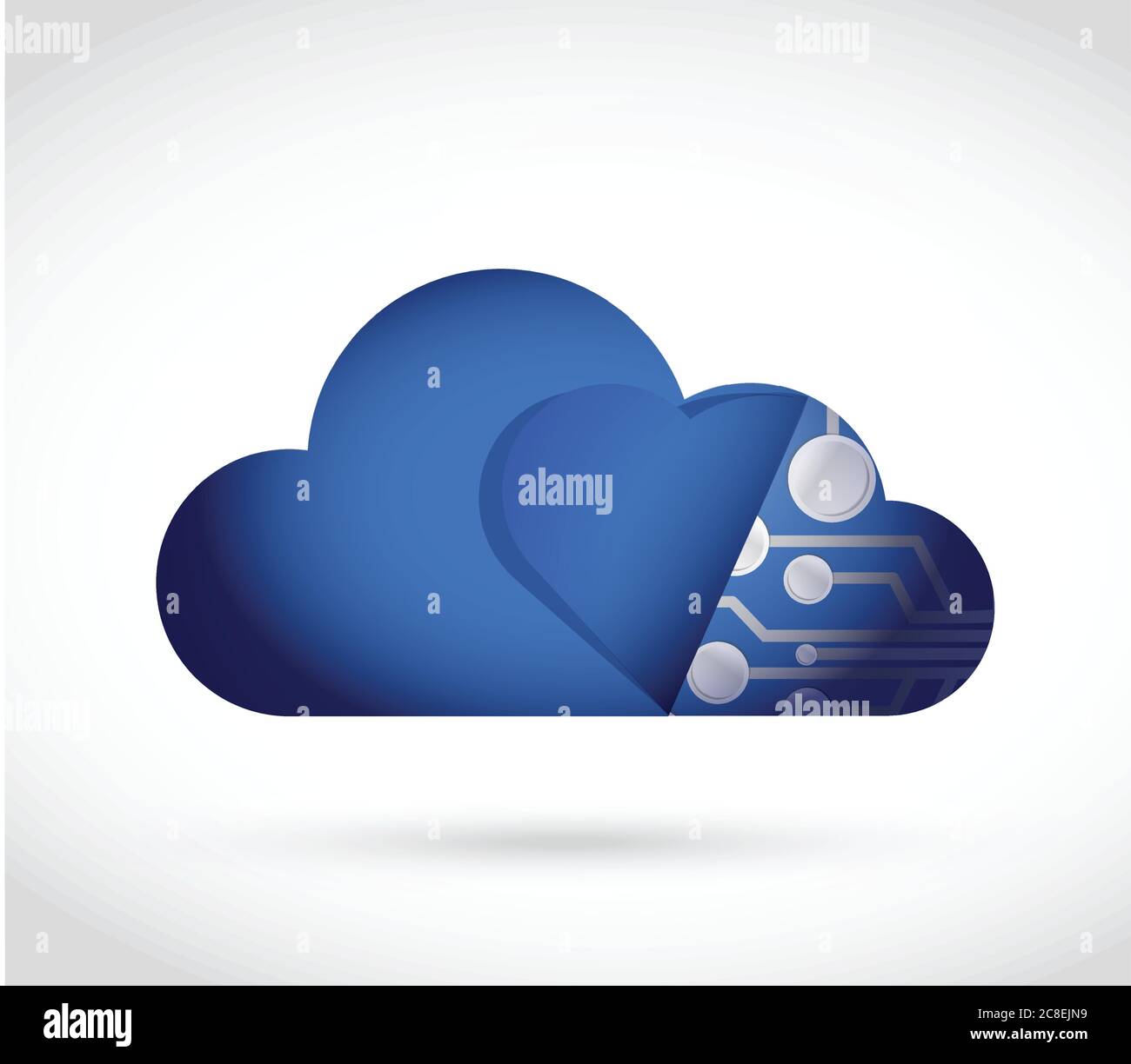 Circuit board cloud computing concept illustration design over a white ...
