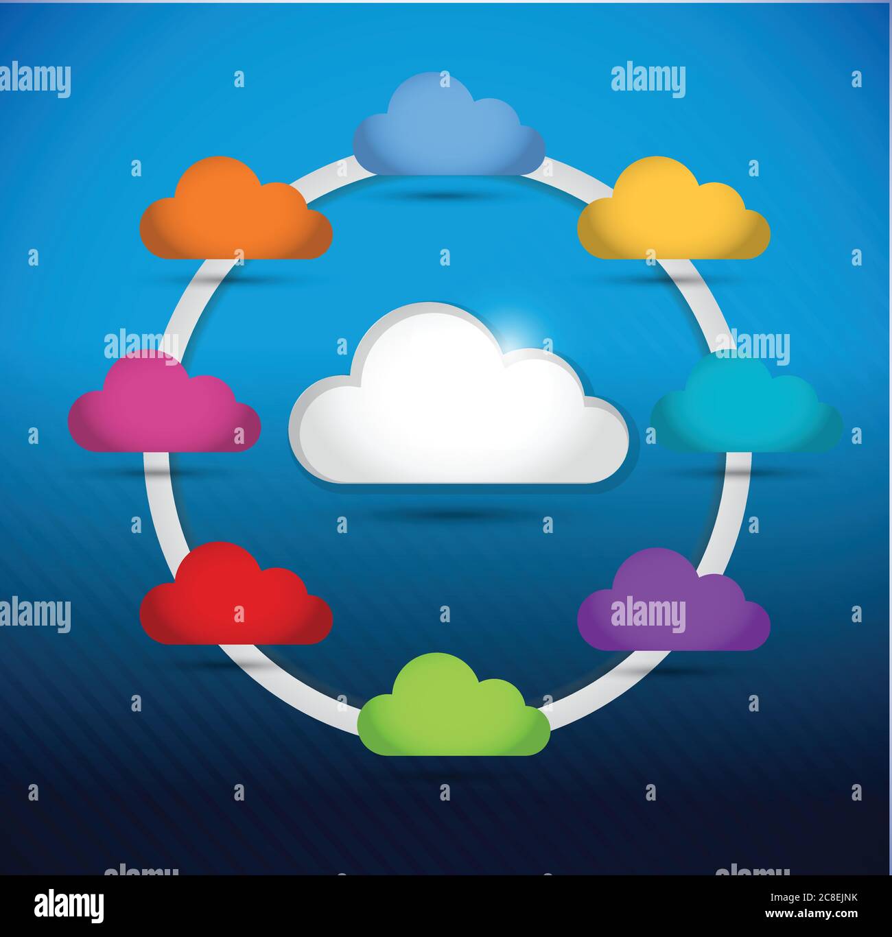 Colorful cloud computing circle diagram illustration design over a blue background Stock Vector ...