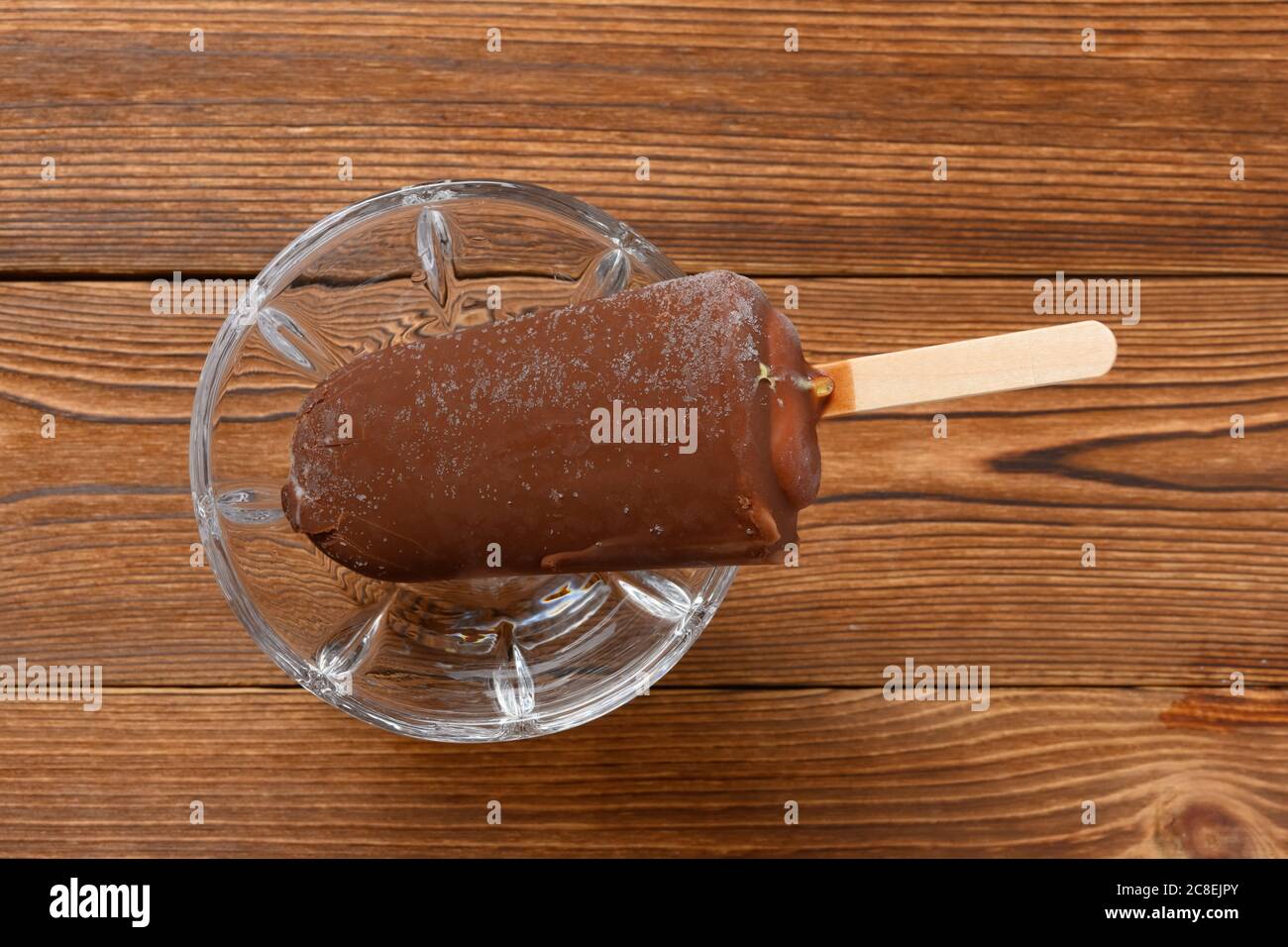 top view glass cup with a fresh chocolate outer popsicle Stock Photo ...