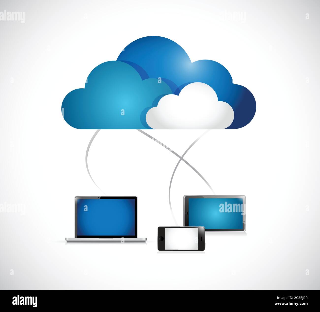 Cloud computing connection to electronics. illustration design over a white background Stock ...