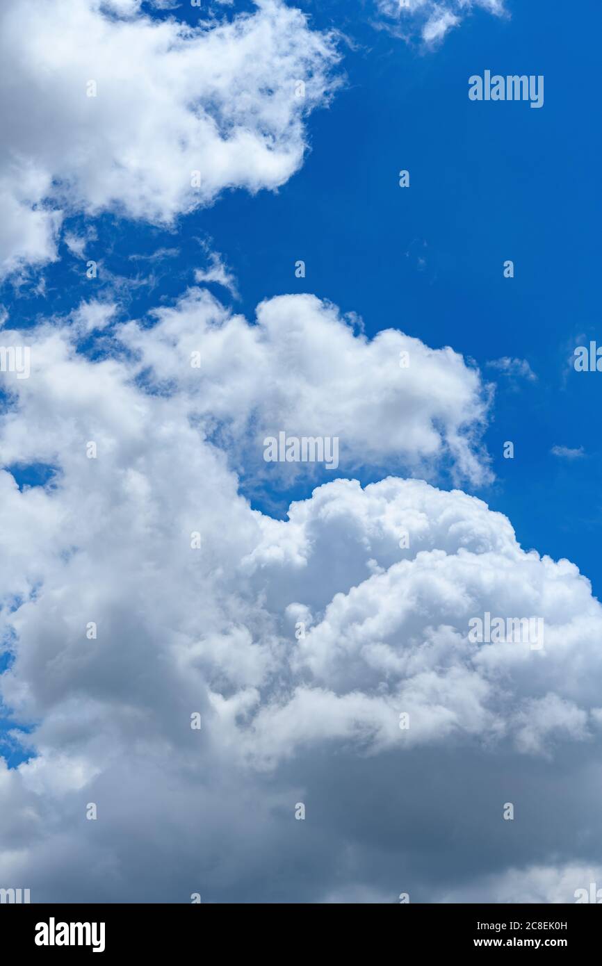 beautiful blue sky with white clouds in the noon time vertical ...