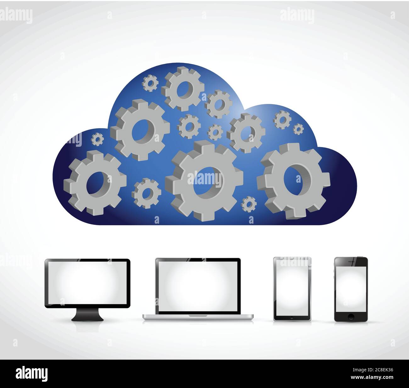 Cloud computing gear industrial diagram technology illustration design ...